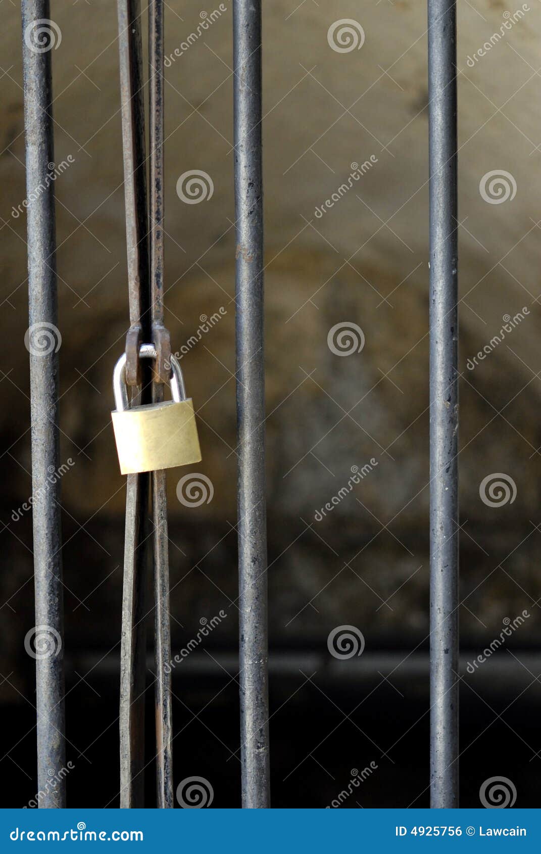 Barred Gate with Padlock stock photo. Image of intrusion - 4925756
