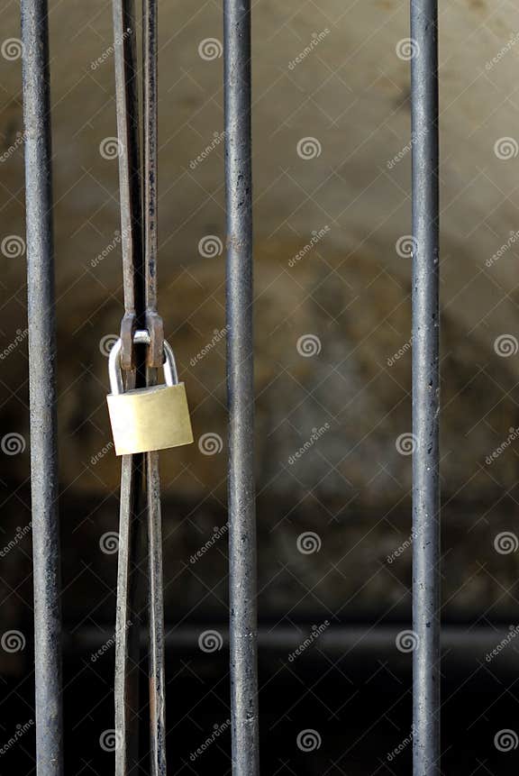 Barred Gate with Padlock stock photo. Image of intrusion - 4925756