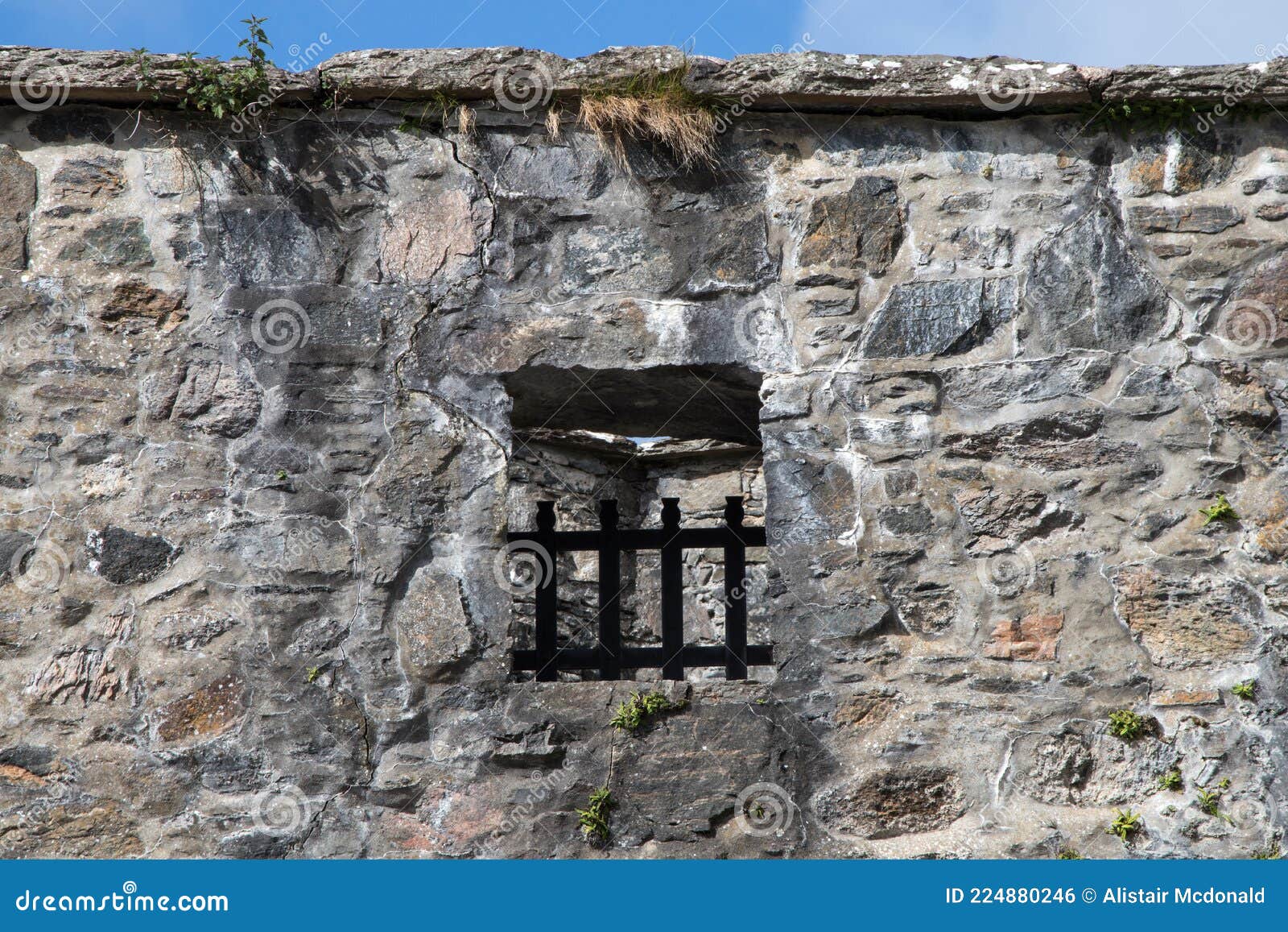 Barred Window in an Ancient Scottish Castle Wall Stock Photo - Image of ...