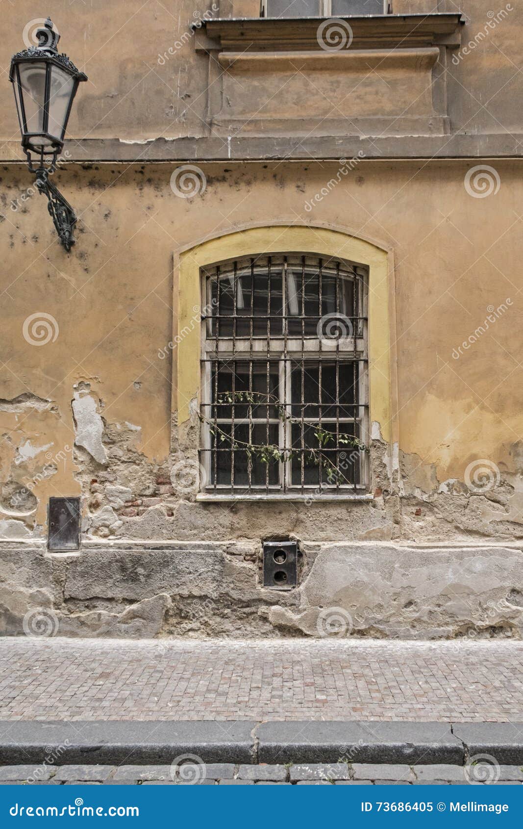 Barred window stock image. Image of wall, housen, window - 73686405