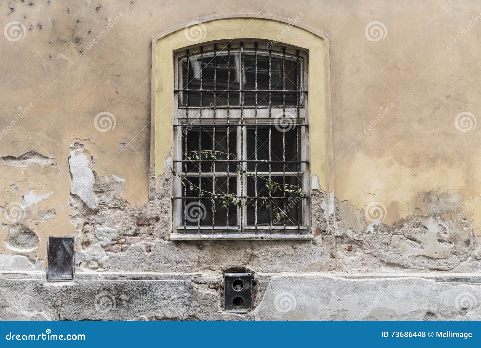Barred window stock photo. Image of iron, decaying, worn - 73686448