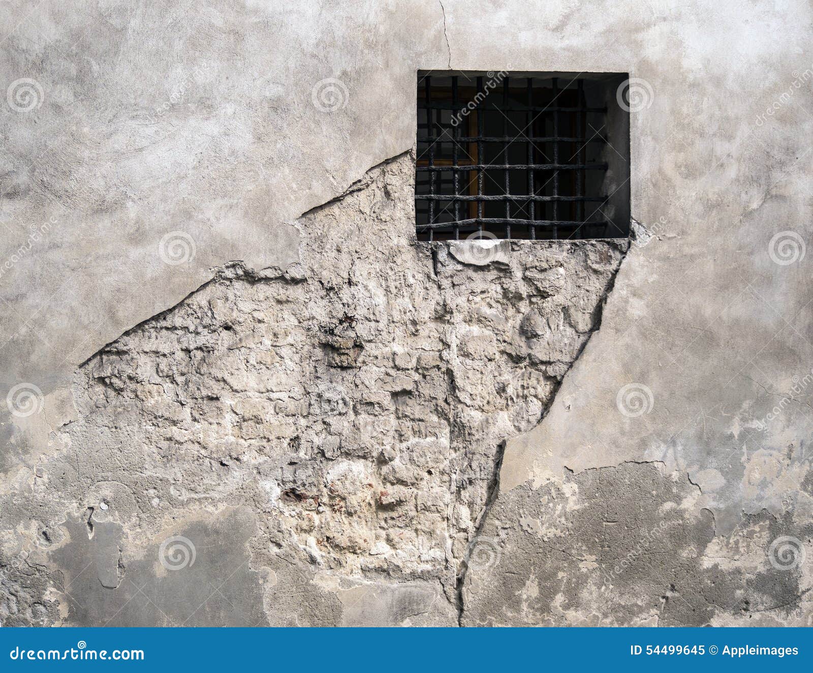 Barred Window in Eroded Wall Stock Image - Image of window, texture ...