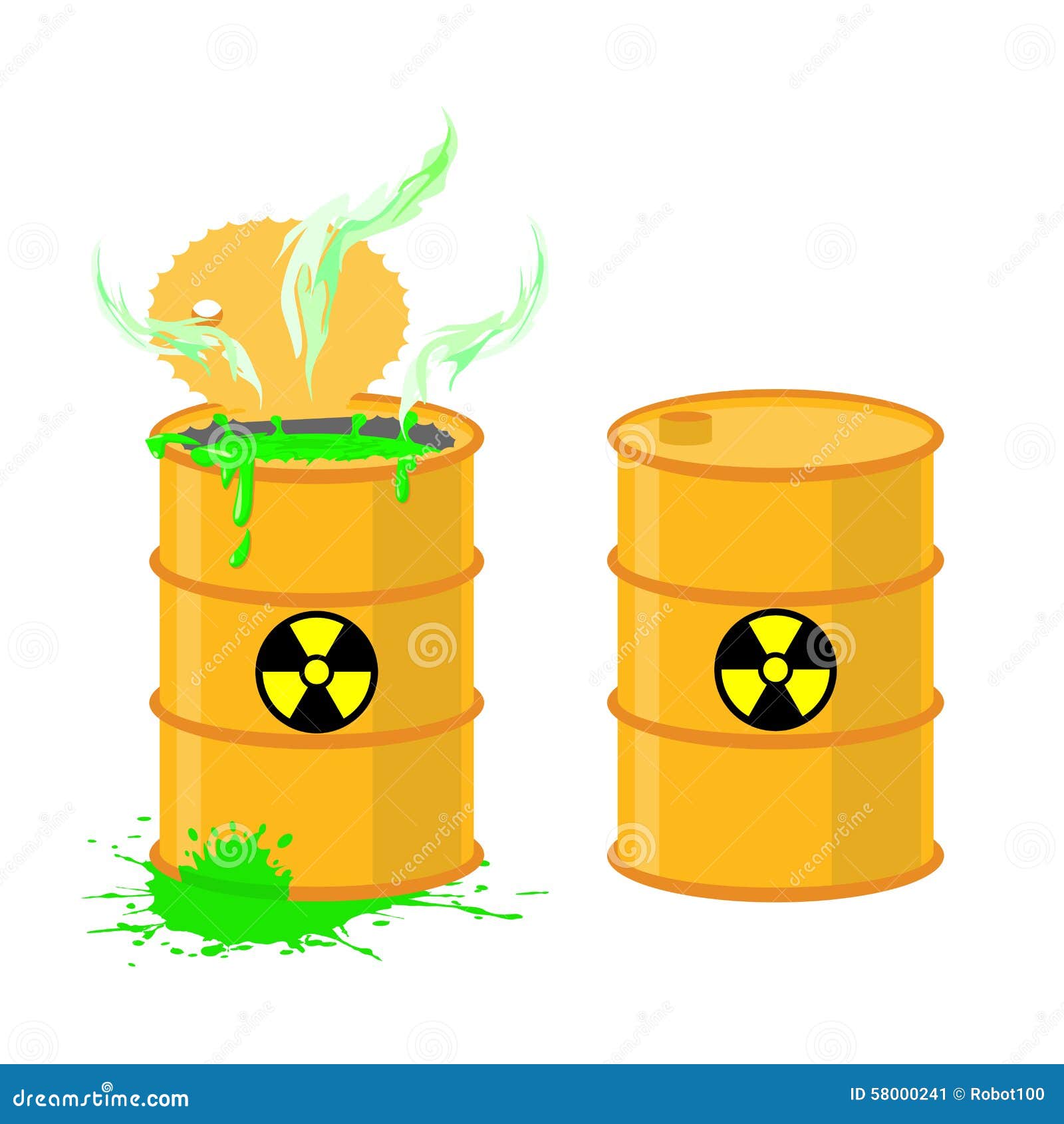 Barrel of Acid. Vector Illustration Open Drums with Dangerous Gr Stock ...