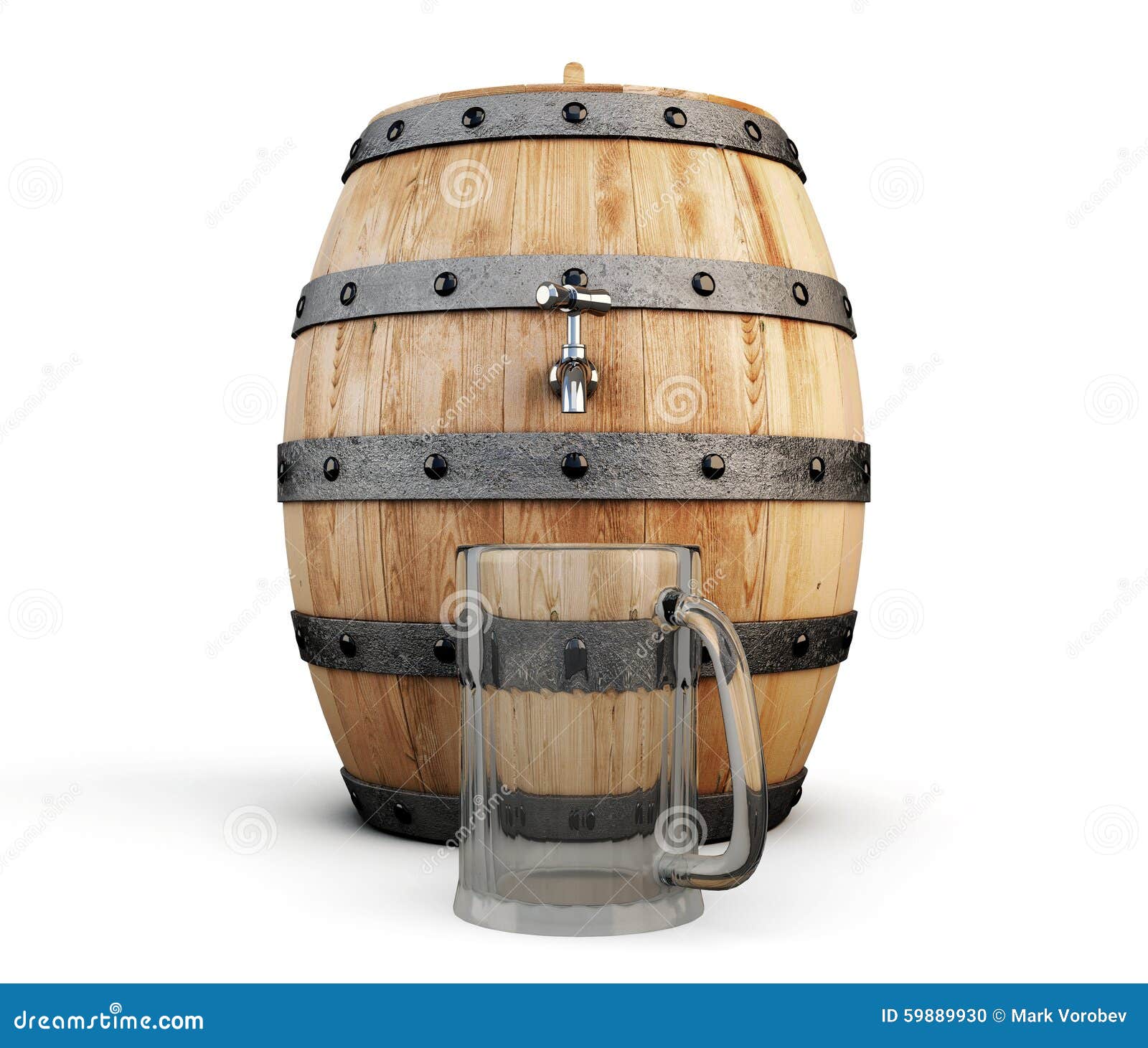 Barrel of Beer and Empty Glass for Beer Stock Illustration ...