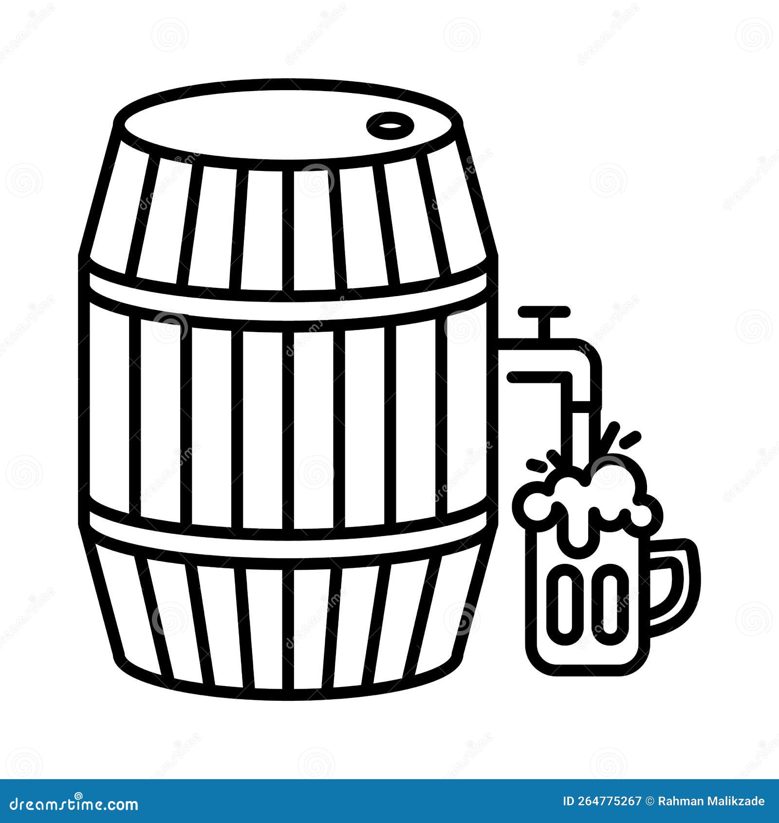 Barrel Beer Vector Icon Wooden Barrel Vector Illustration Stock Vector