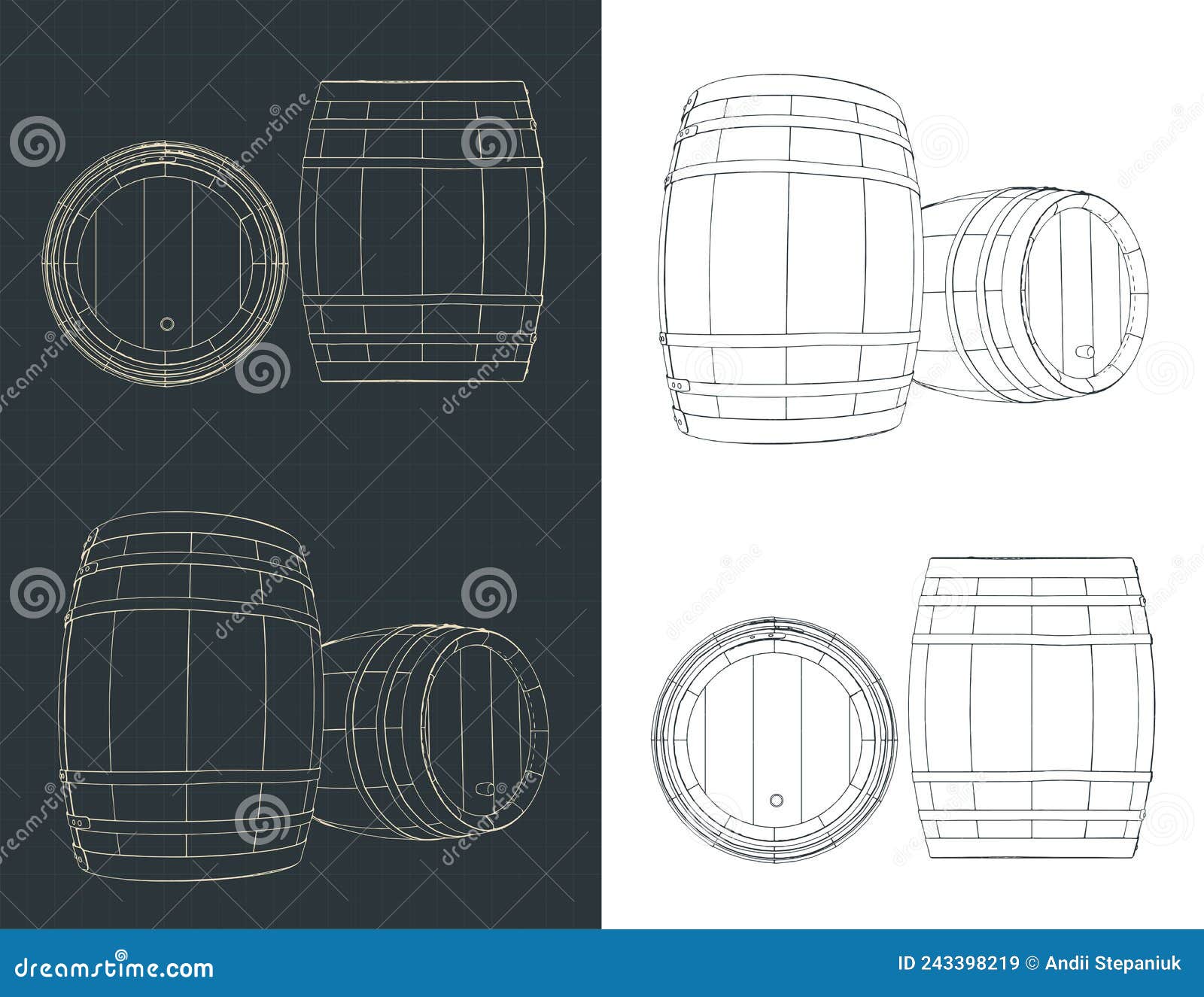 Barrel blueprints stock vector. Illustration of vector - 243398219