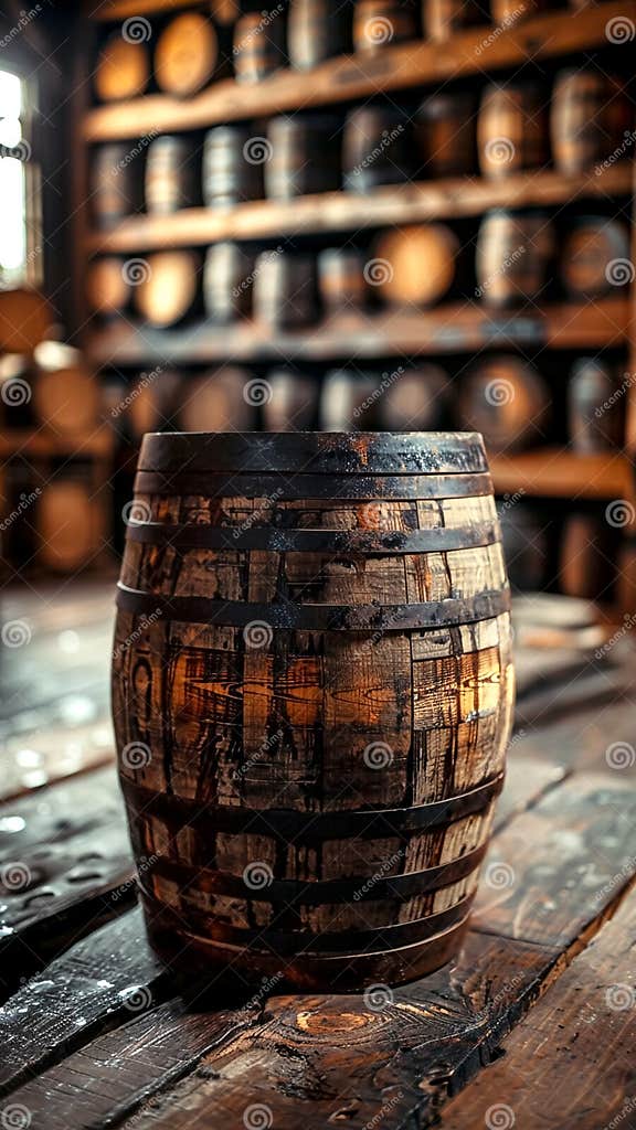 A Barrel of Bourbon in a Distillery. Aging Process, Craft Spirits ...