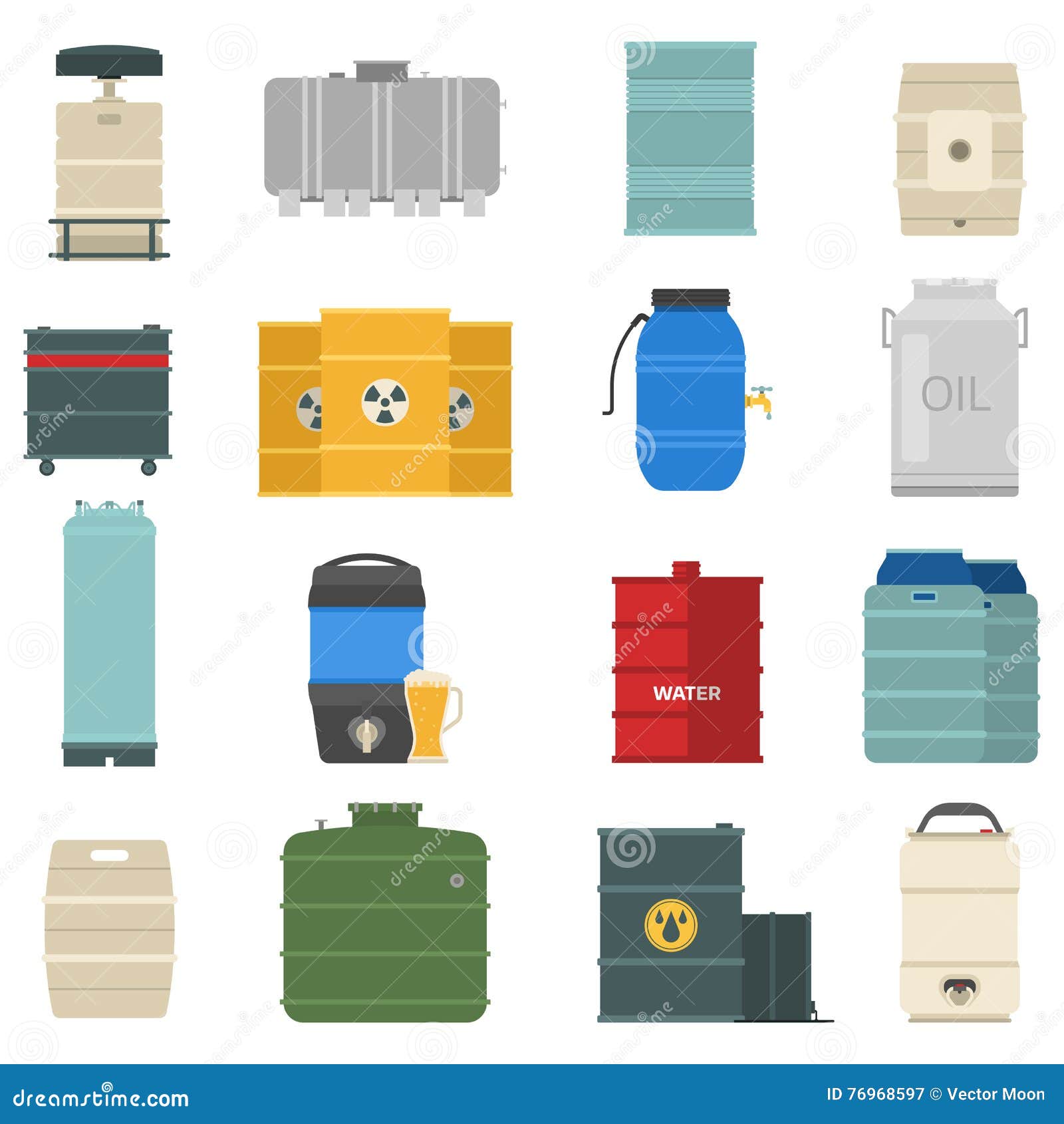 Barrel Capacity Tanks Vector Set. Stock Vector - Illustration of petrol ...