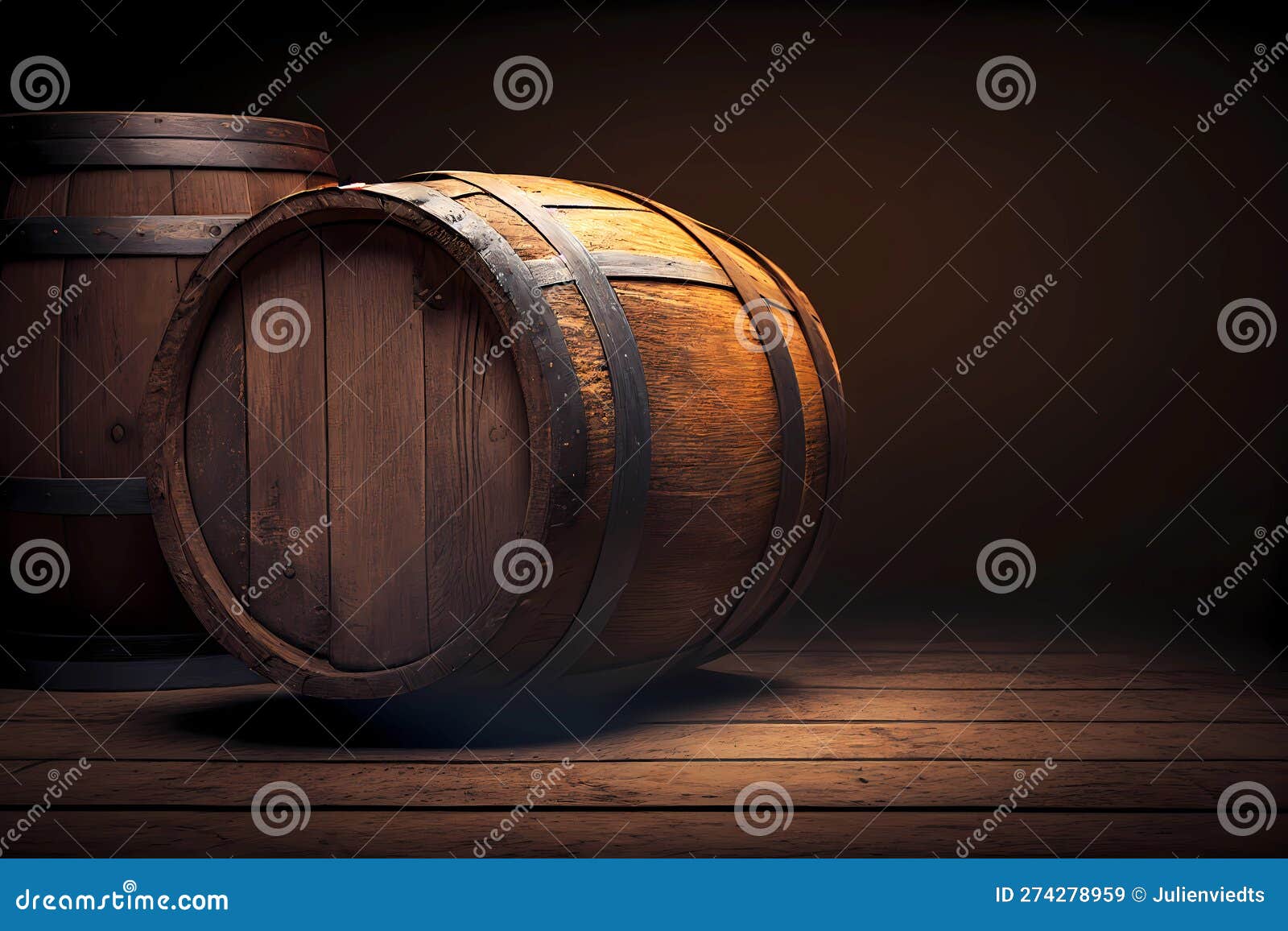 Barrel Dark Background. Generative Ai Stock Illustration - Illustration ...