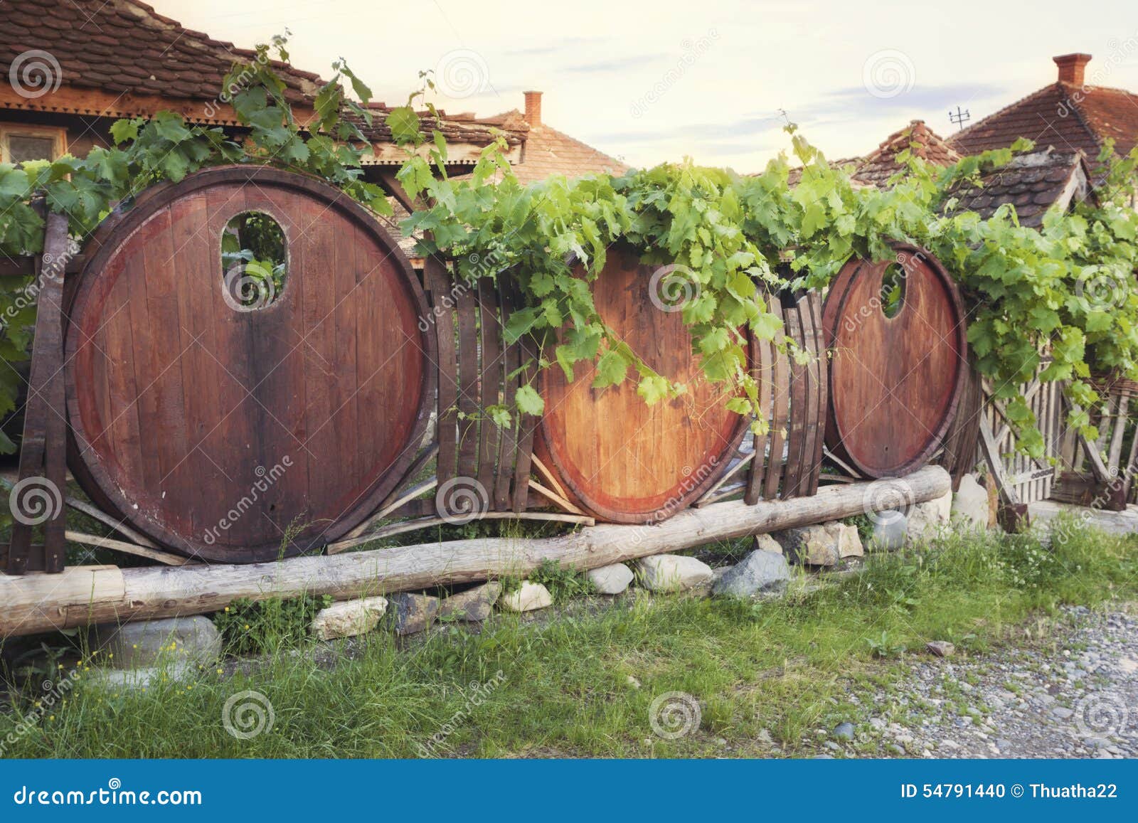 Barrel fence of a winery stock photo. Image of house - 54791440