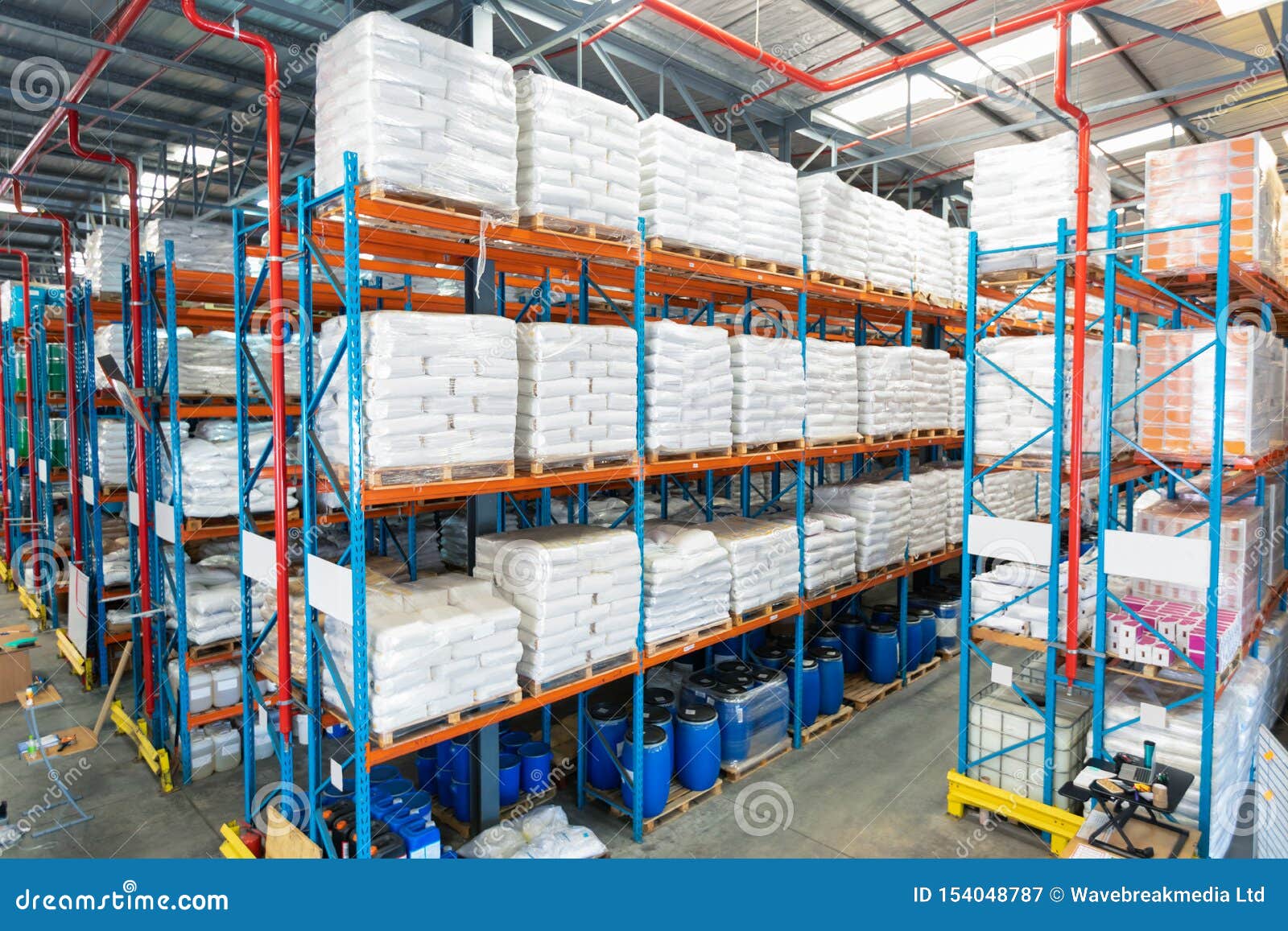 Barrel and Goods Arranged on a Rack in Warehouse Stock Image - Image of ...
