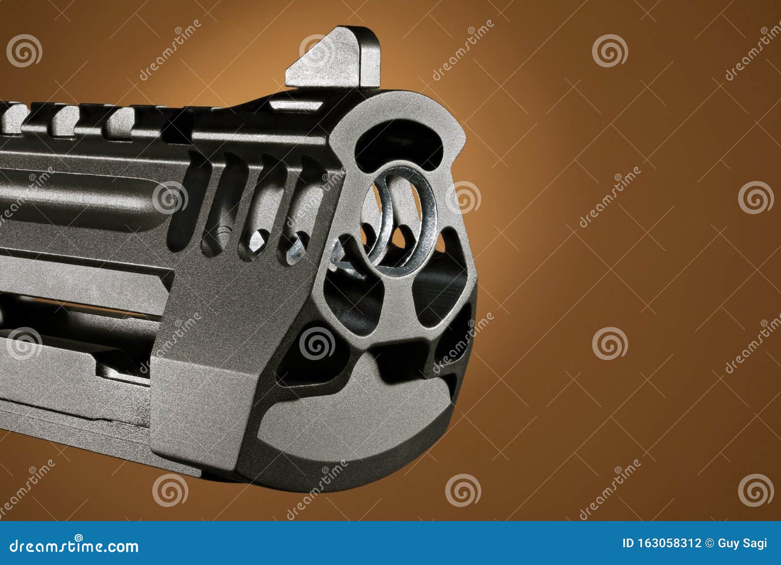Barrel of a gun stock photo. Image of brown, steel, sight - 163058312