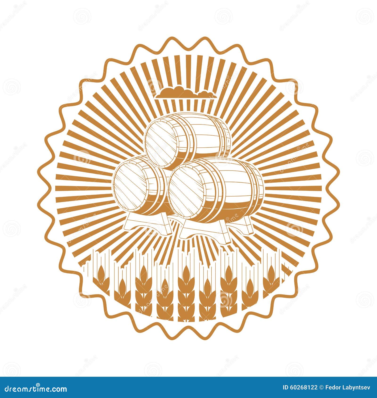 Barrel Label in Wheat Ears. Stock Vector - Illustration of brewery ...