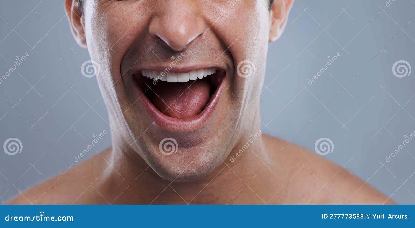 Barrel of Laughs. Closeup Cropped Image of a Laughing Mans Mouth. Stock ...