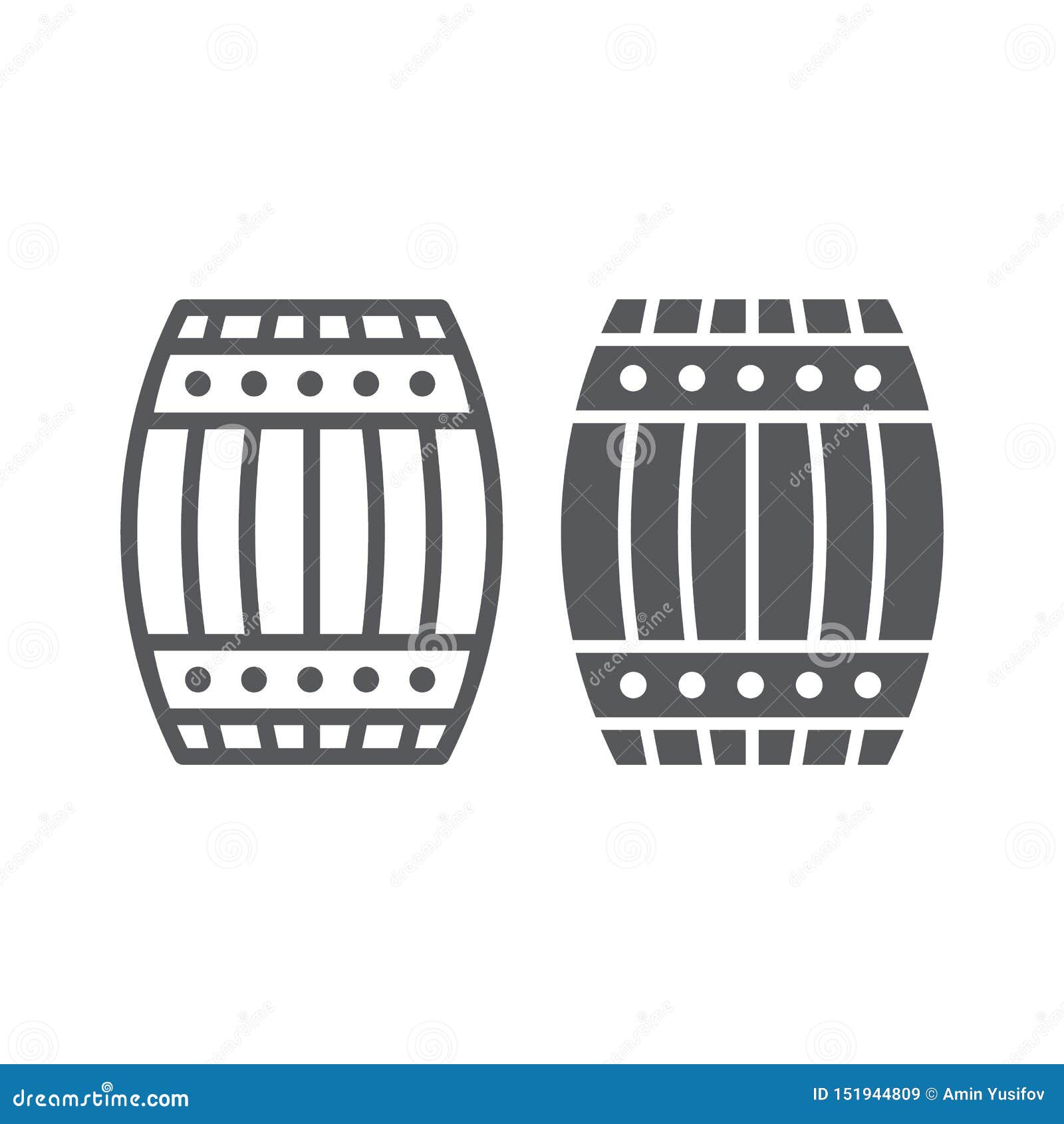 Barrel Line and Glyph Icon, Container and Storage, Wooden Keg Sign ...