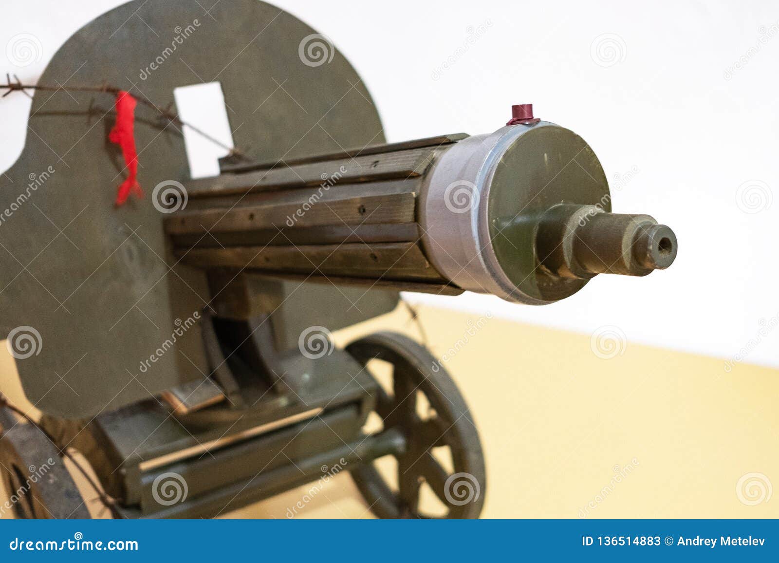 The Barrel of the Machine Gun in the Foreground, the Green Barrel of ...