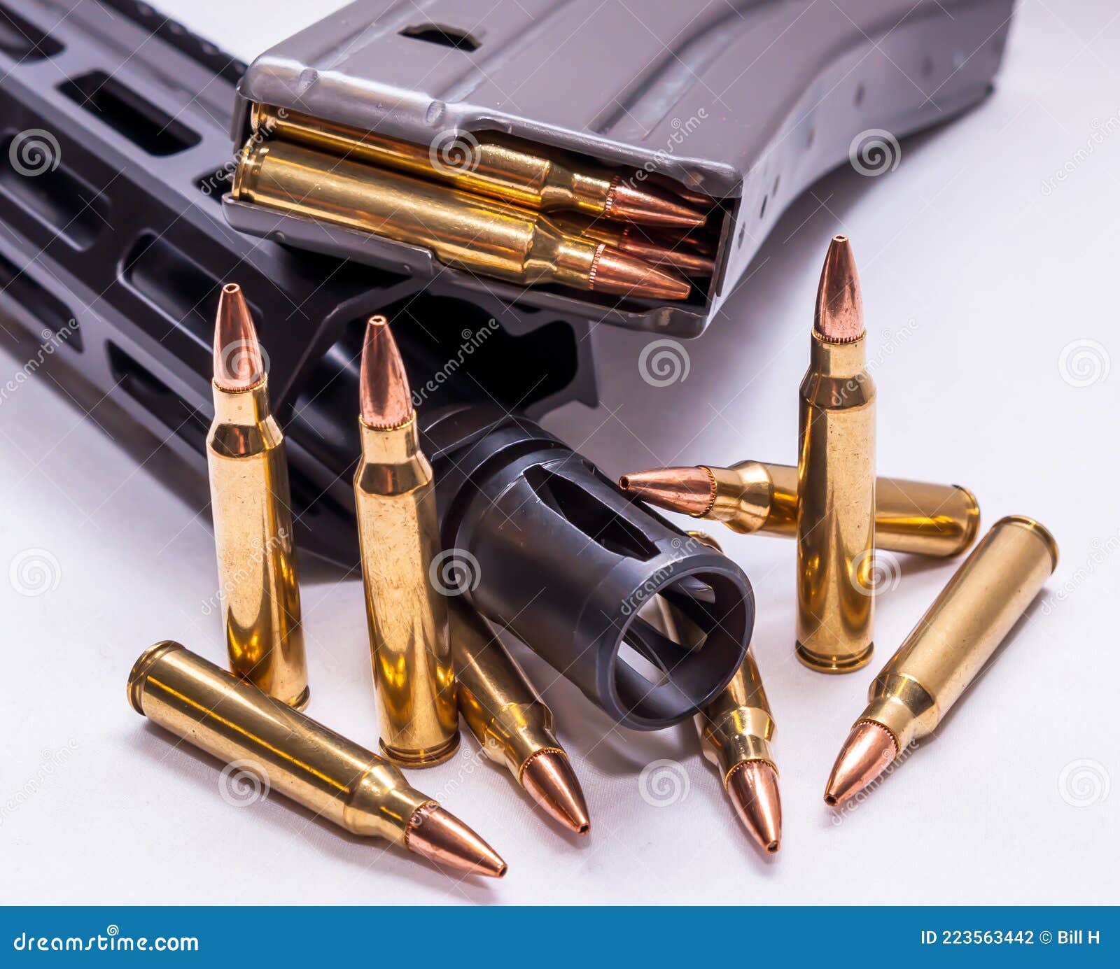 The Barrel and Muzzle of a 223 Caliber AR 15 Rifle with a Loaded ...