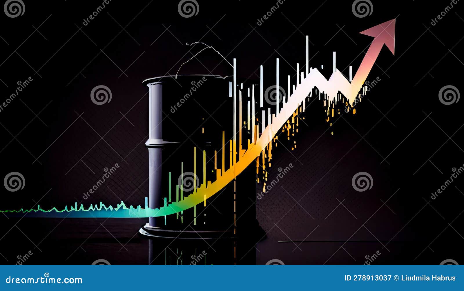 Barrel of Oil Growth Chart. Generative AI Stock Illustration ...