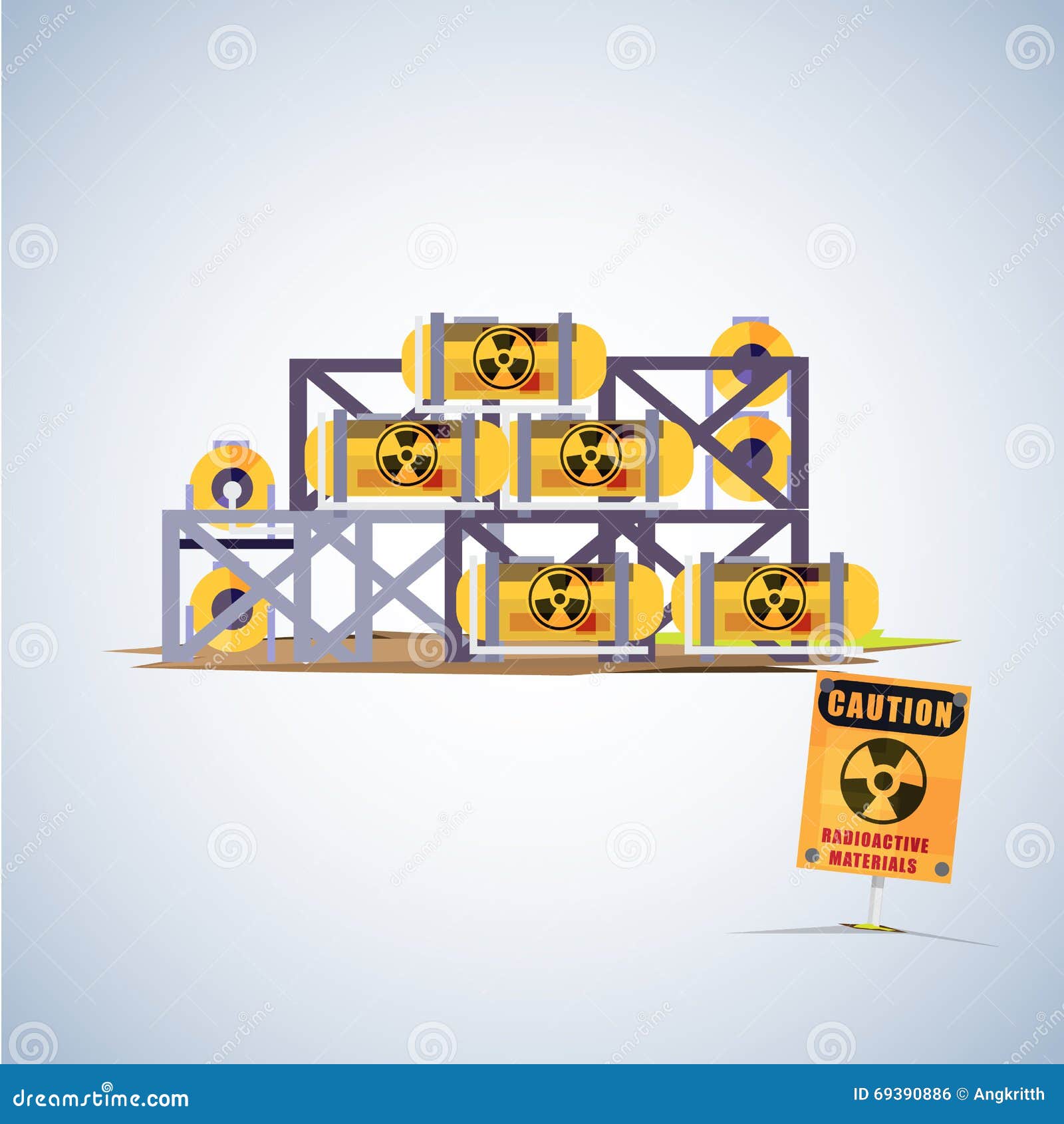 Barrel of Radioactive Waste with Warning Sign - Stock Illustration ...