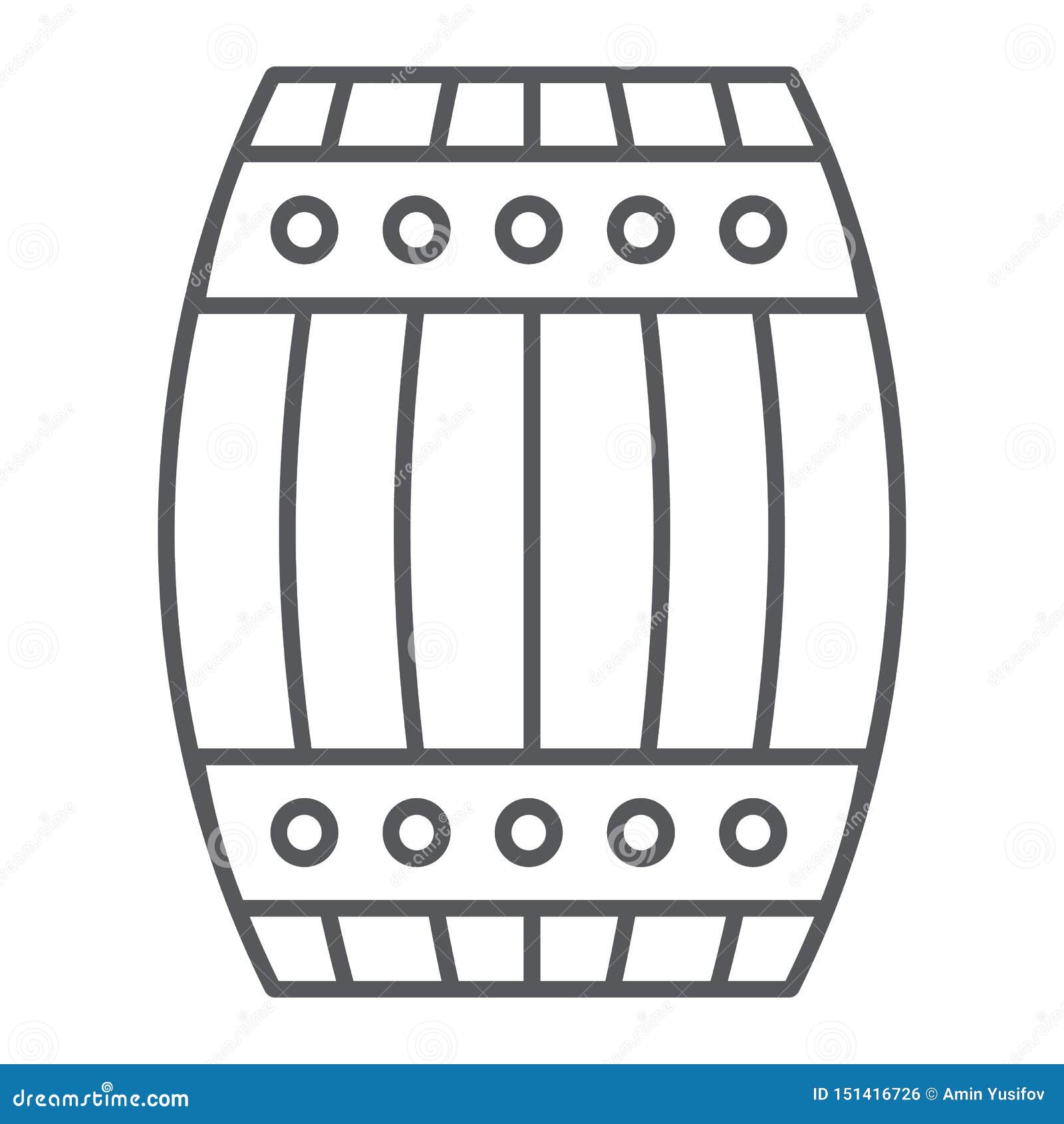Barrel Thin Line Icon, Container and Storage, Wooden Keg Sign, Vector ...