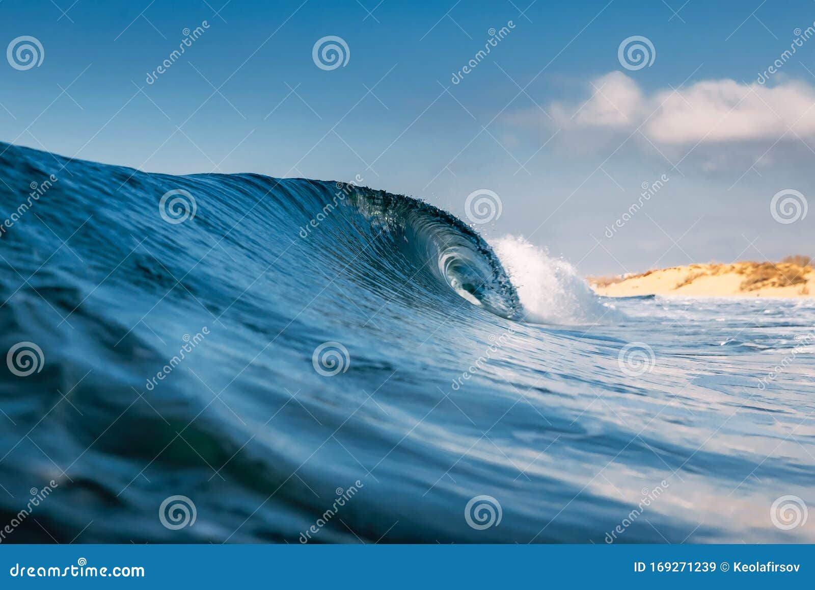 Barrel Wave for Surfing in Ocean. Breaking Transparent Wave Stock Image ...