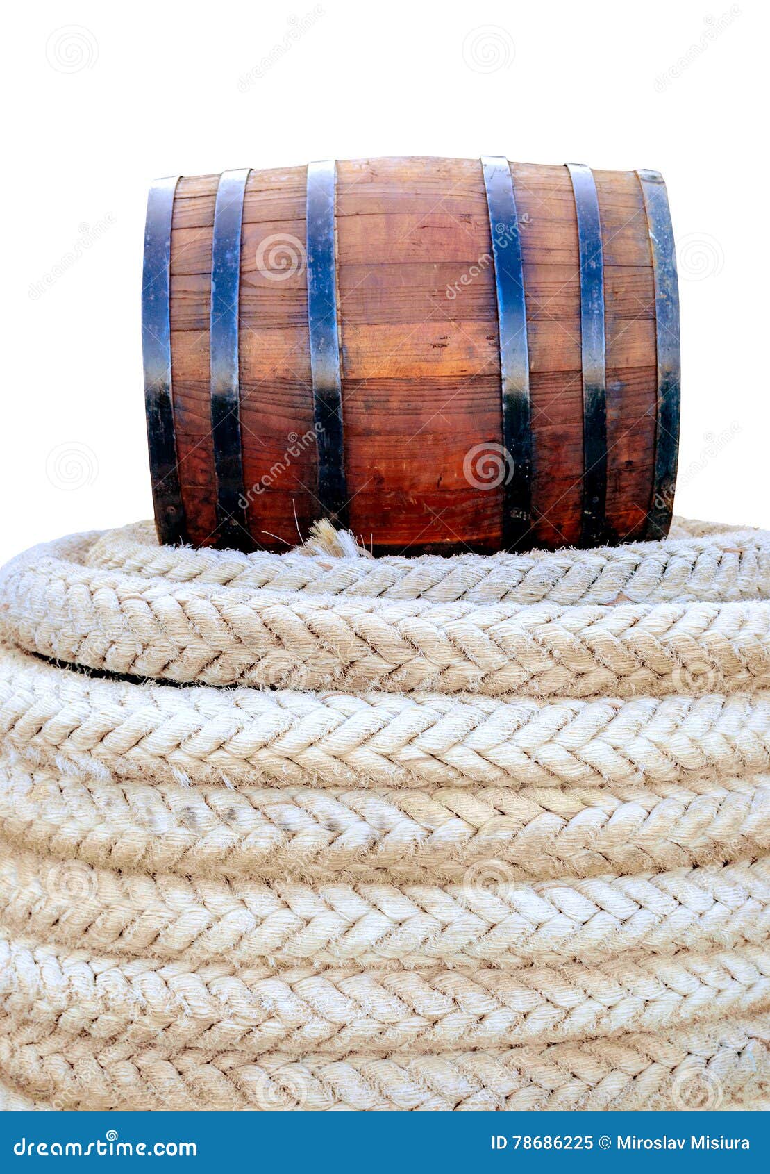 Barrel for wine on a rope stock image. Image of knot - 78686225