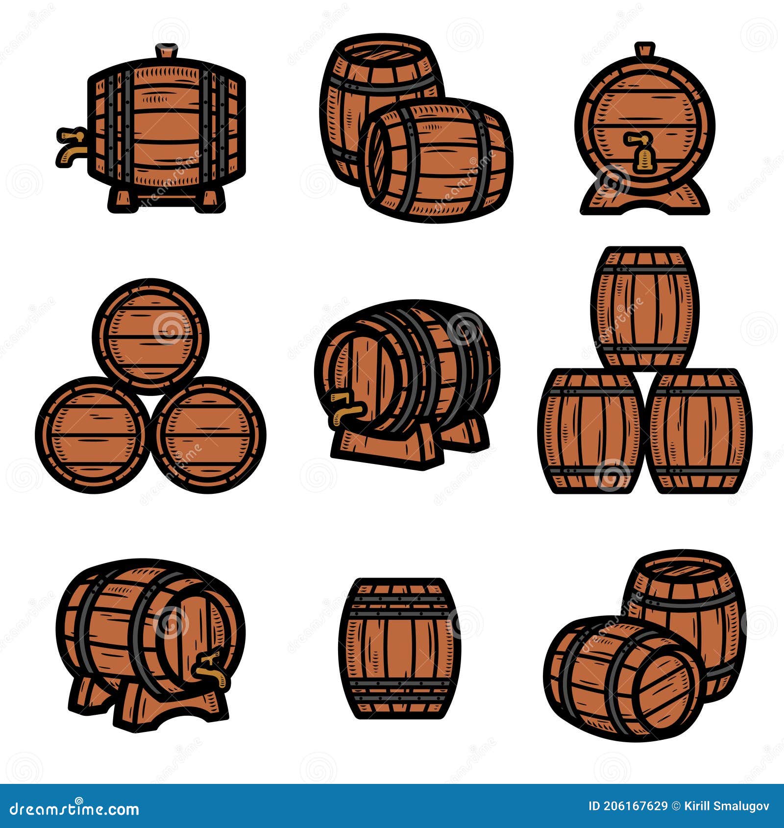 Barrels Collection Set. Collection Icon Barrels Stock Vector ...