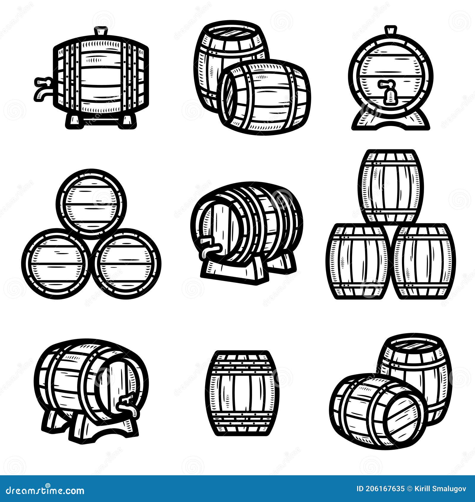 Barrels Collection Set. Collection Icon Barrels Stock Vector ...