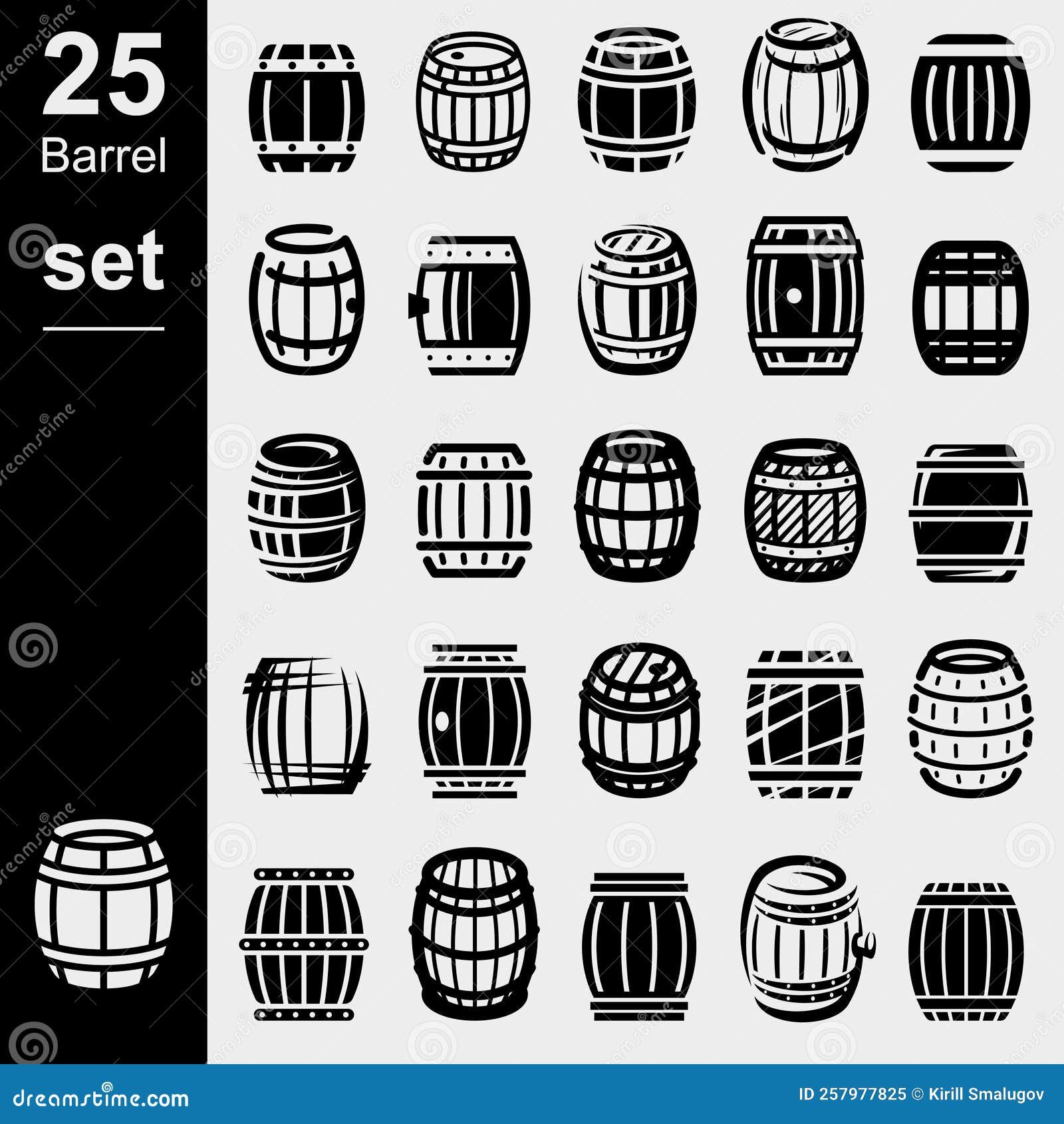 Barrels Collection Set. Collection Icon Barrels Stock Illustration ...