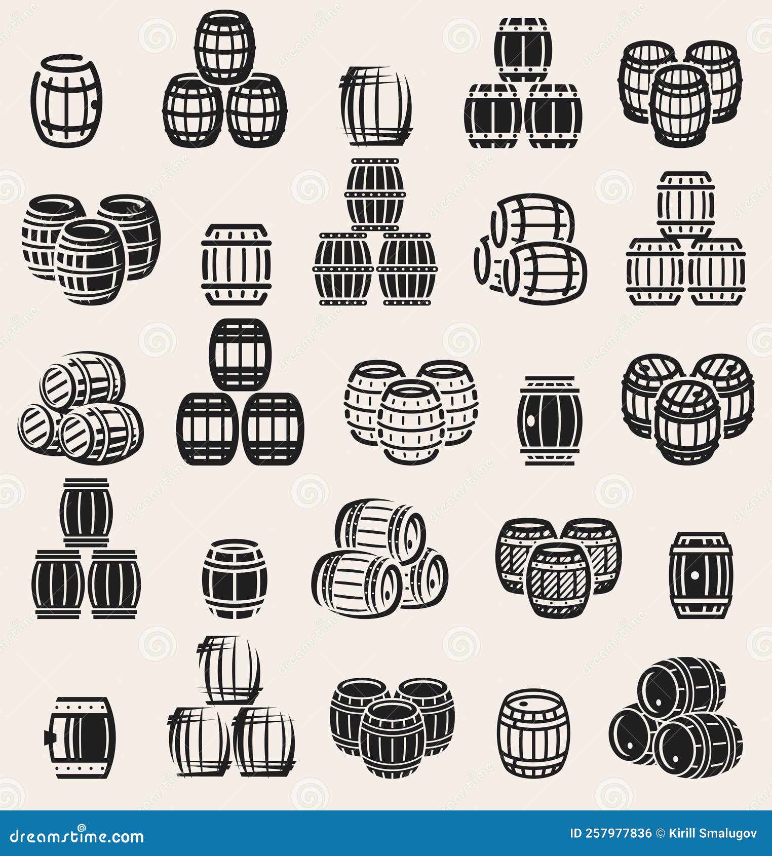 Barrels Collection Set. Collection Icon Barrels Stock Illustration ...