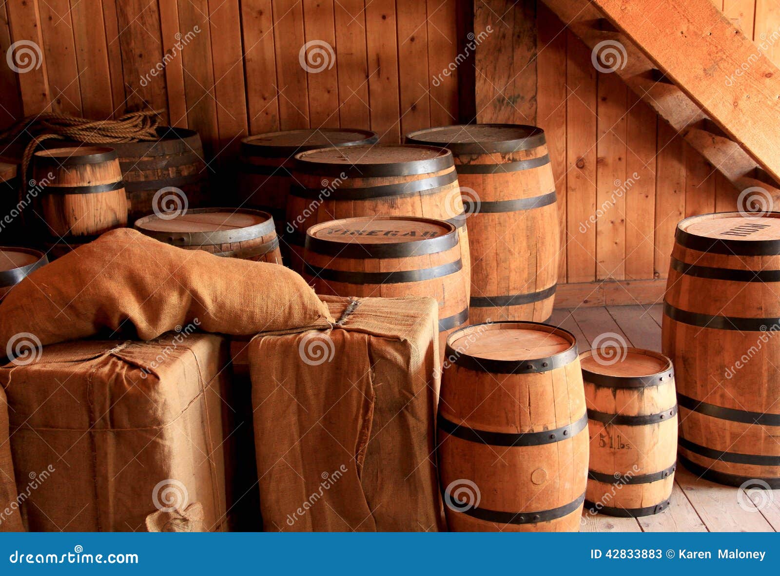 Barrels and Crates stock image. Image of stockroom, burlap - 42833883