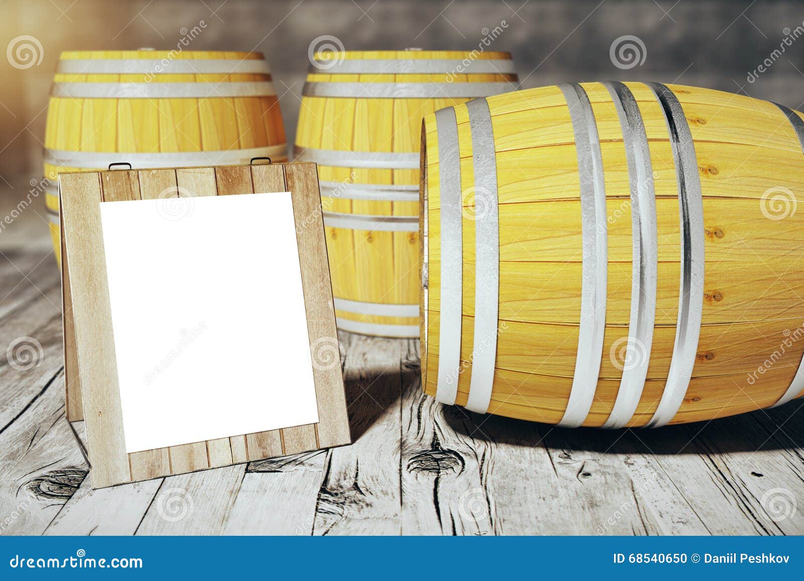 Barrels with empty stand stock illustration. Illustration of inside ...
