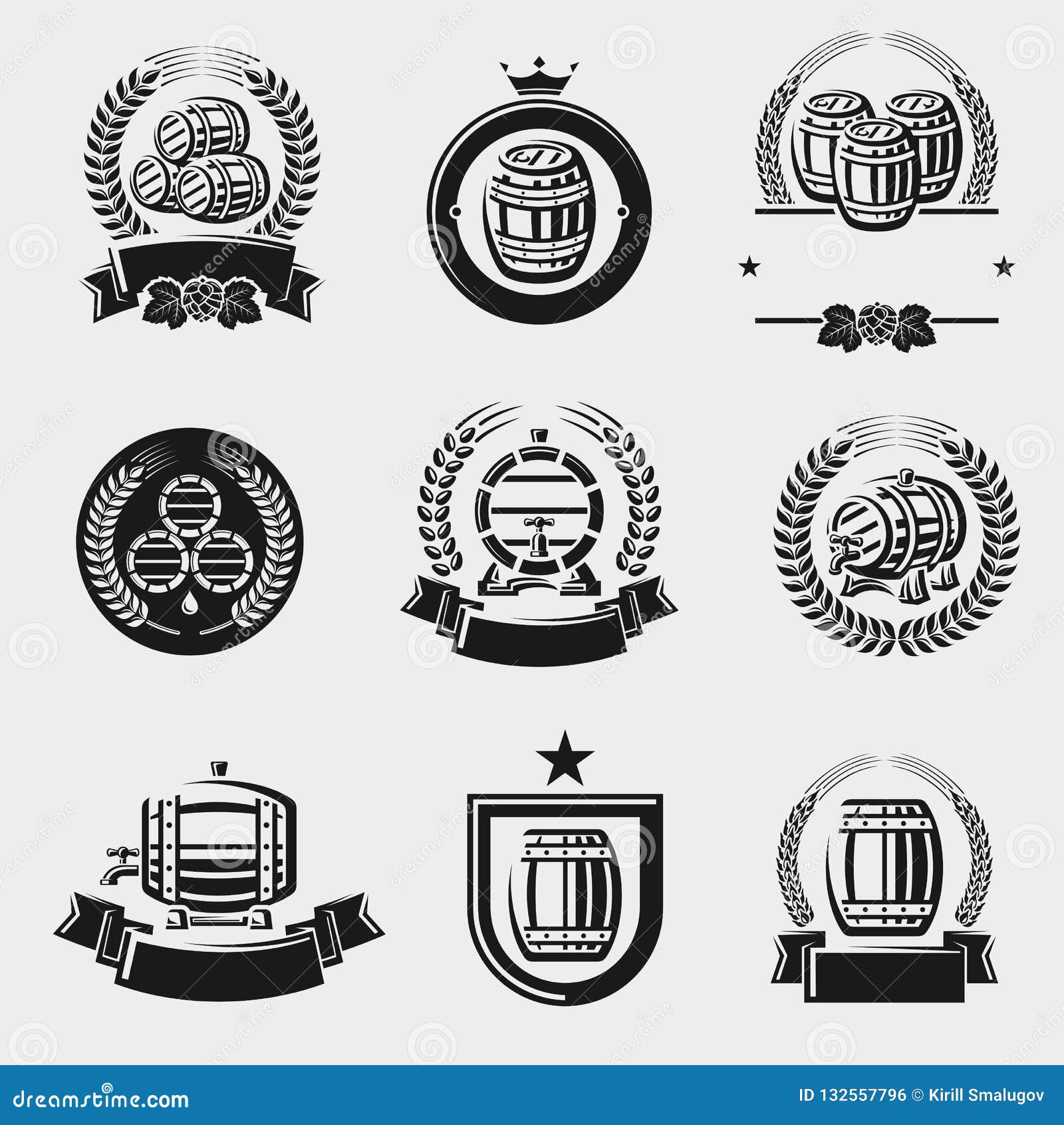 Barrels Label Collection Set. Vector Stock Vector - Illustration of ...