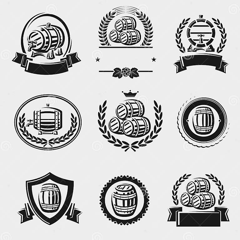 Barrels Label Collection Set. Vector Stock Vector - Illustration of ...