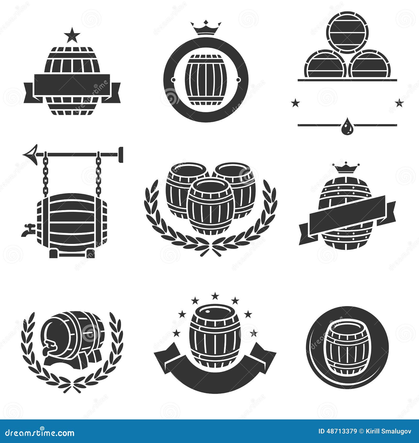 Barrels Label Collection Set. Vector Stock Vector - Illustration of ...