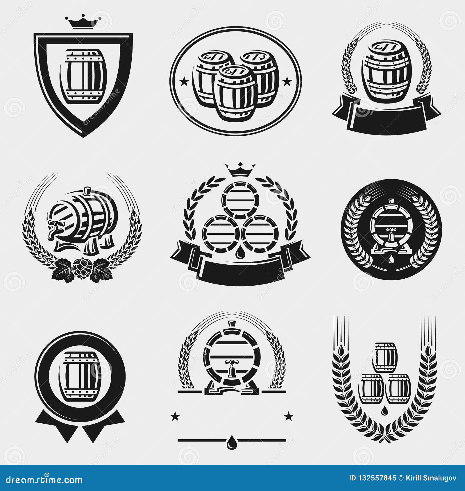 Barrels Label Collection Set. Vector | CartoonDealer.com #132557845