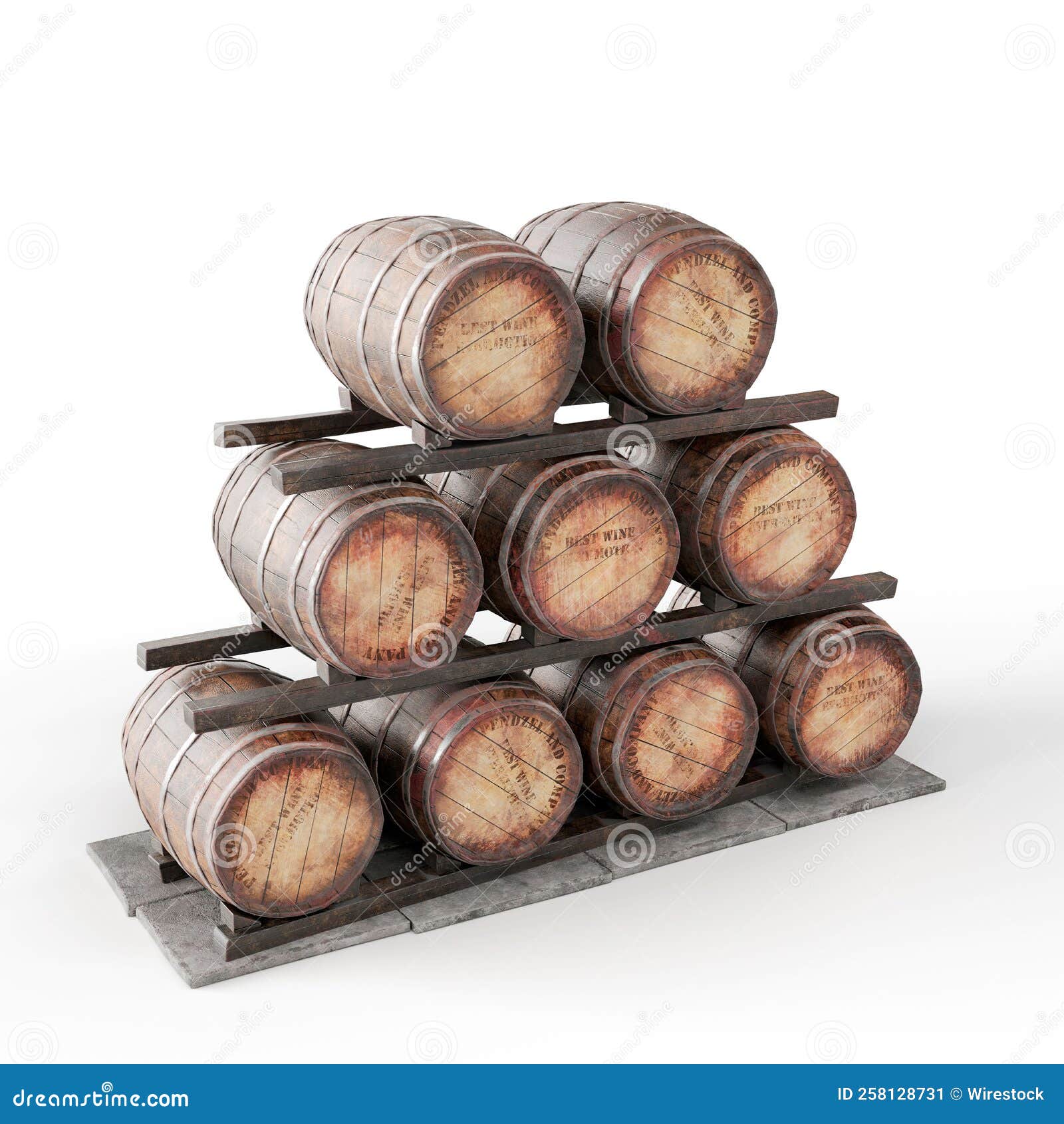 Barrels Stacked Isolated on White Stock Illustration - Illustration of ...
