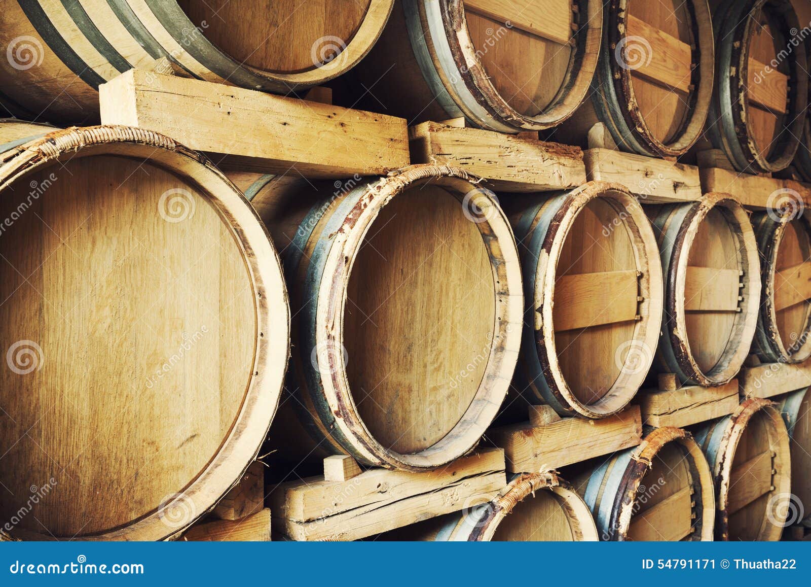 Barrels Stacked in a Wine Cellar Stock Image - Image of alcohol, stack ...