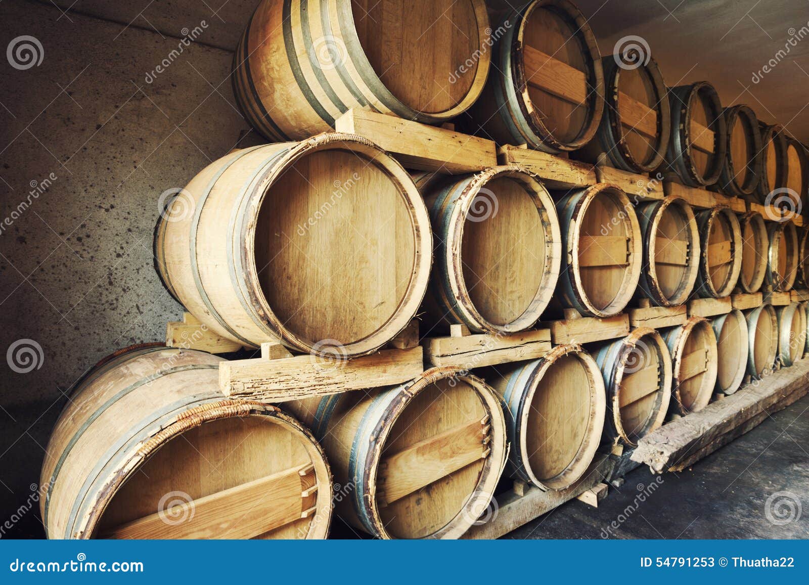 Barrels Stacked in a Wine Cellar Stock Image - Image of storage, wine ...