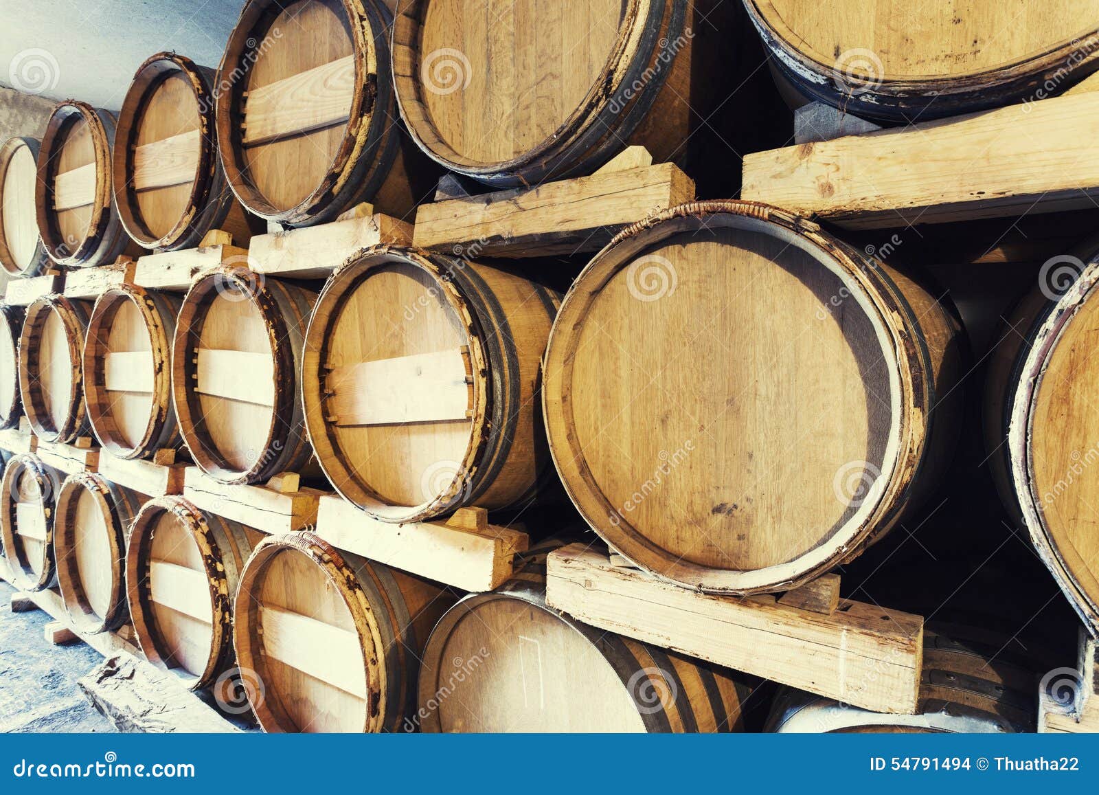 Barrels Stacked in a Wine Cellar Stock Photo - Image of ferment ...