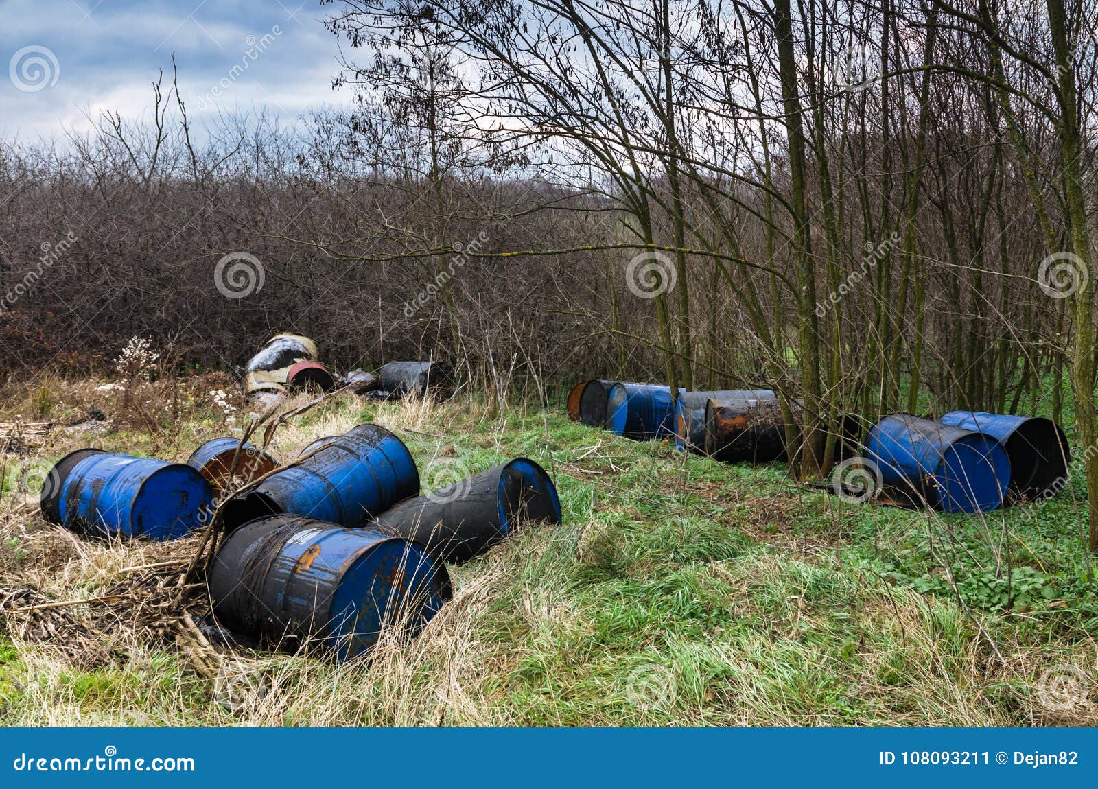 Barrels of Toxic Waste in Nature Stock Image - Image of garbage ...