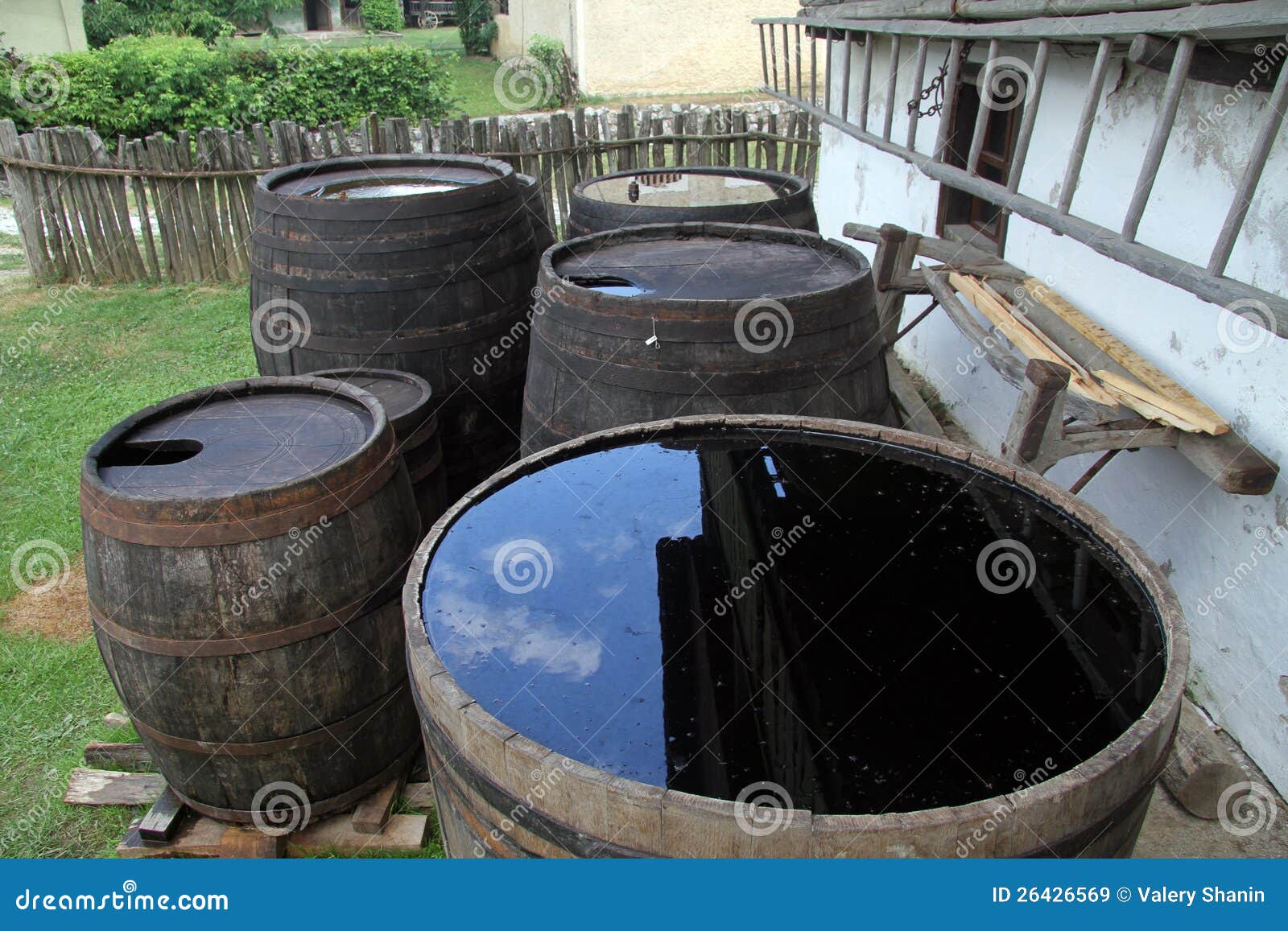 Barrels with water stock image. Image of yard, tito, domestic - 26426569