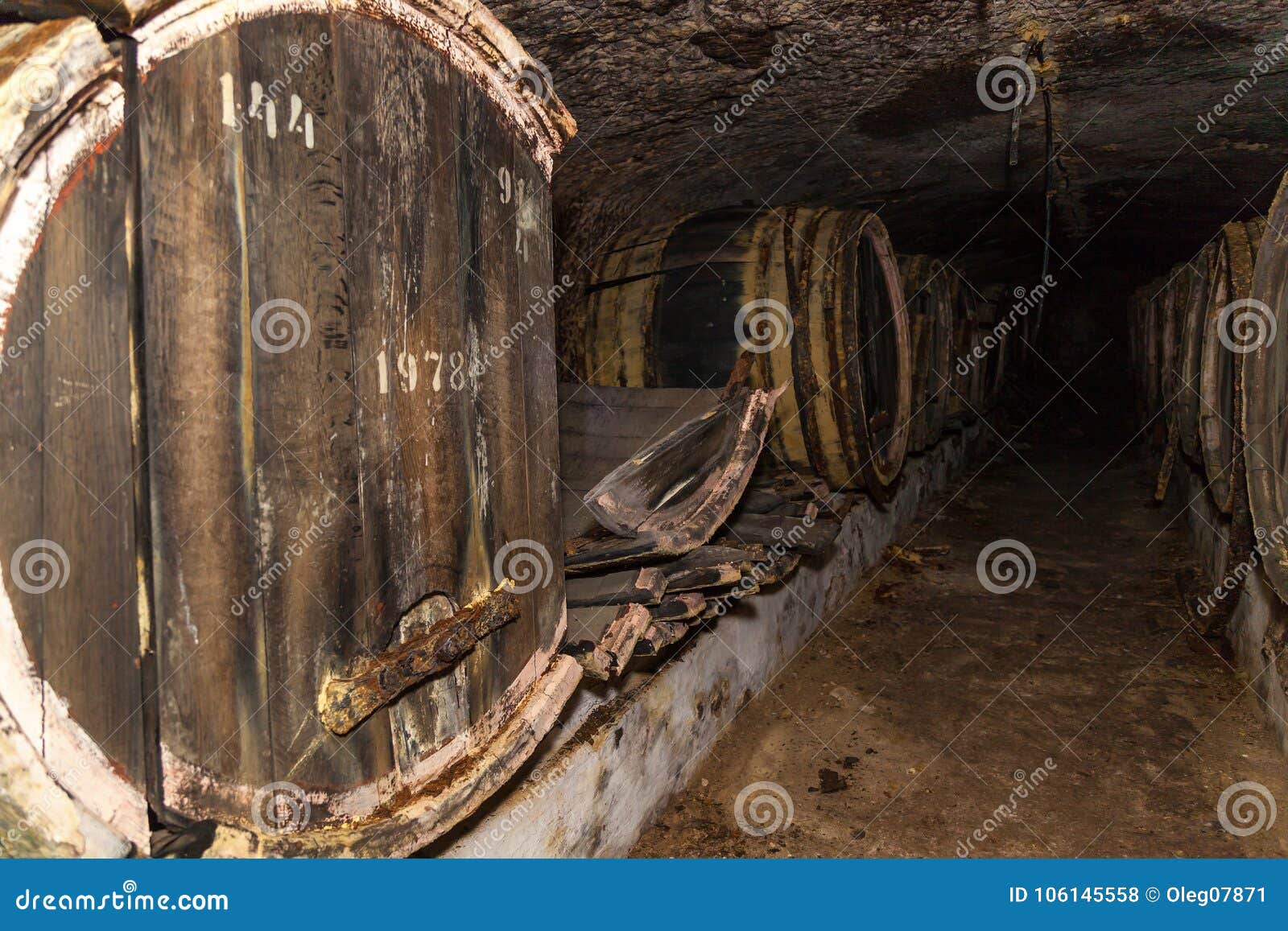 Barrels for Wine in Old Cellars Stock Photo - Image of board, desk ...