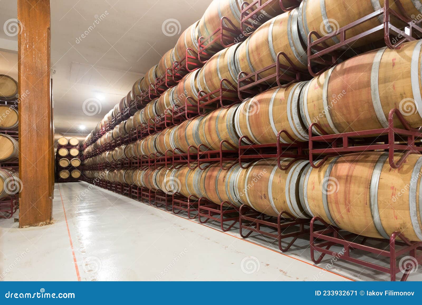 Barrels in winery factory stock image. Image of winery - 233932671