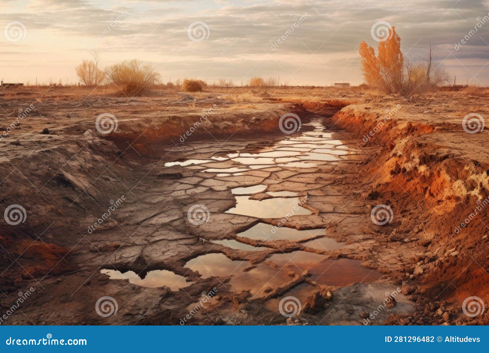Barren, Contaminated Land with Cracked Soil Stock Photo - Image of ...