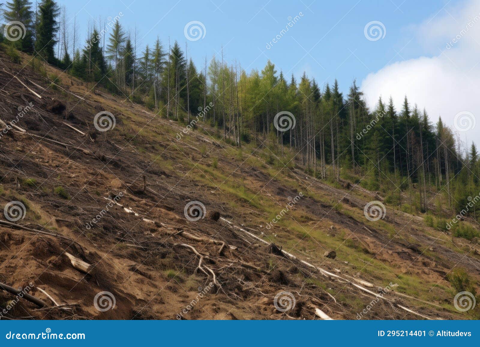 A Barren Hillside with Signs of Recent Logging Stock Image - Image of ...
