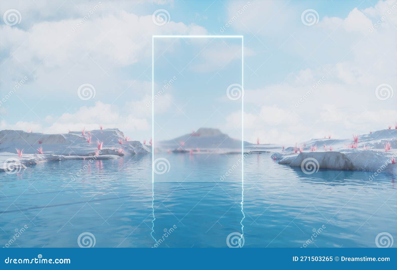 Barren Land and Lakes, 3d Rendering Stock Illustration - Illustration ...