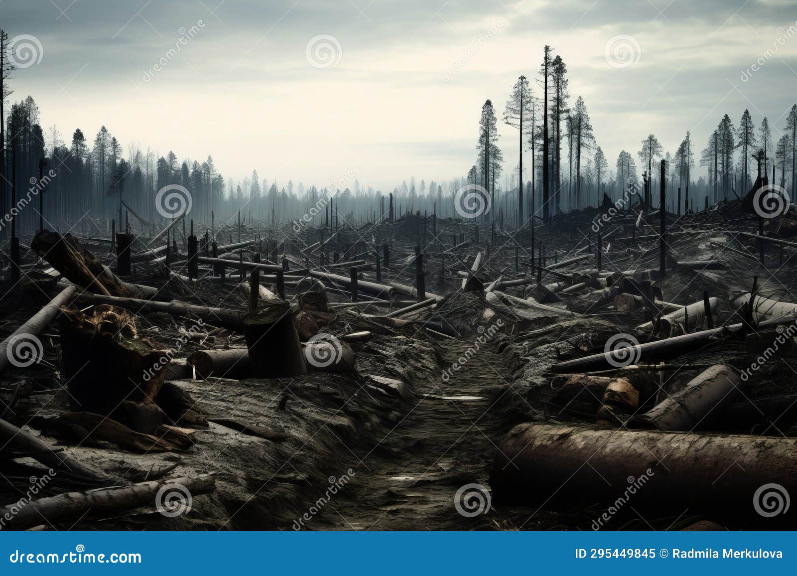 Barren Landscape after Deforestation: Once-forested Terrain Transformed ...