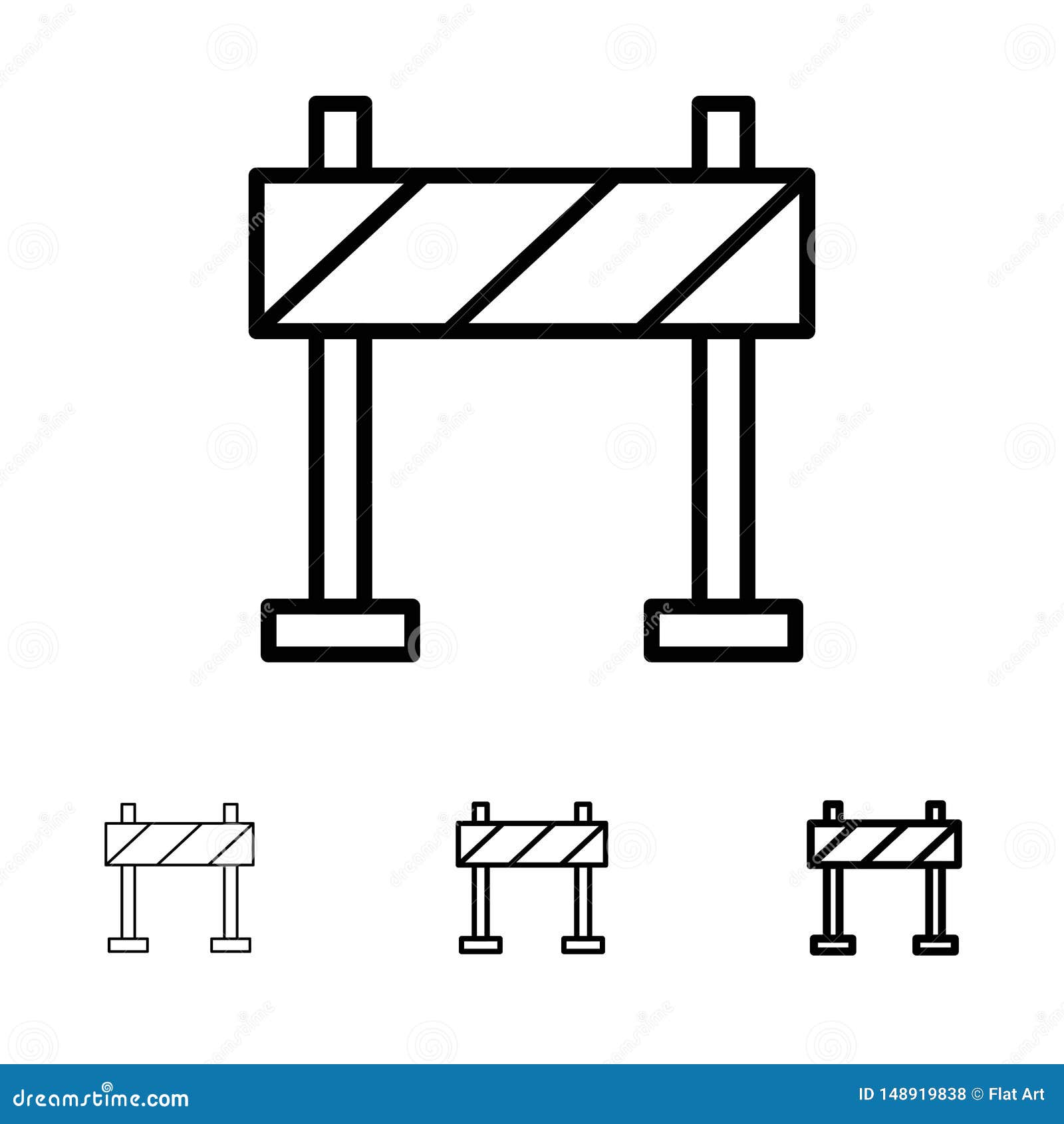 Barricade, Barrier, Construction Line Icon With 5 Steps Presentation ...