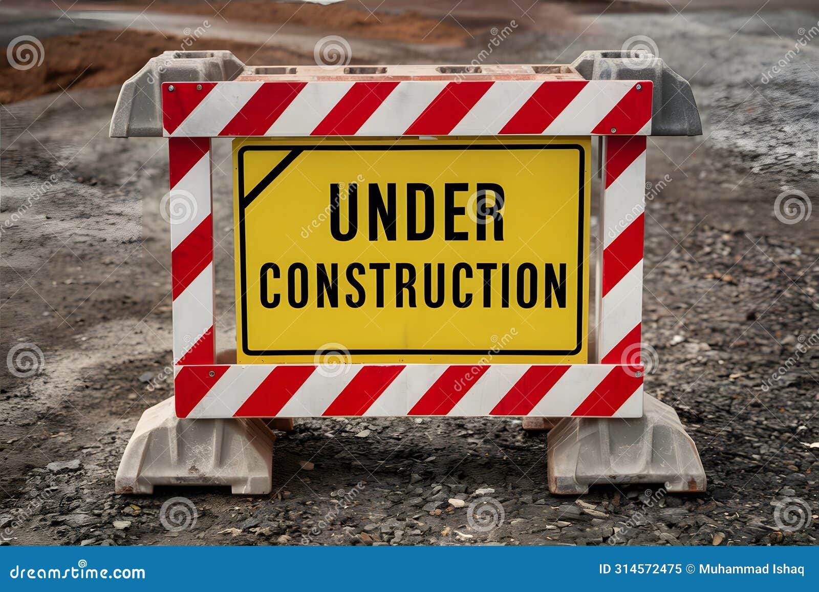 Barricade Block with Under Construction Sign, Emphasizing Safety and ...